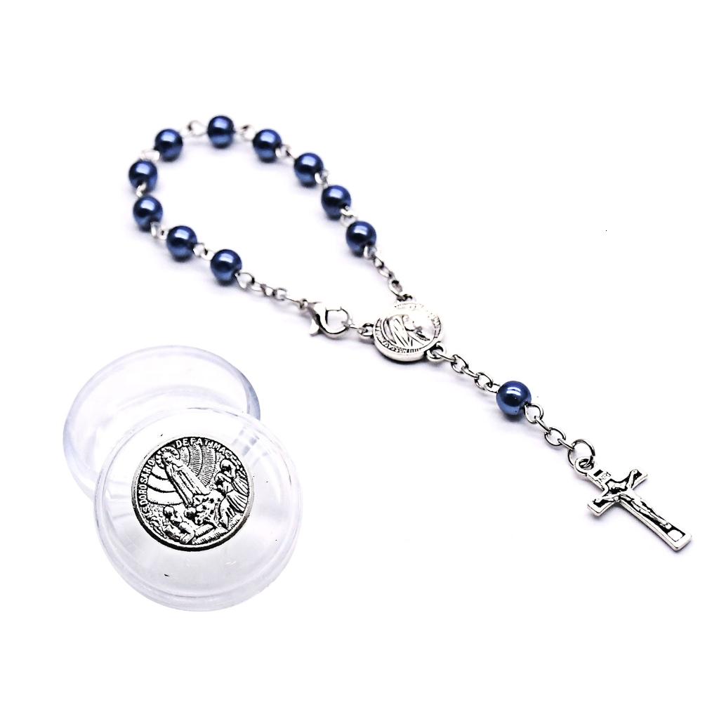 HONCLL Catholic Cross Rosary Bracelet Religious Finger Chain Baptism ...
