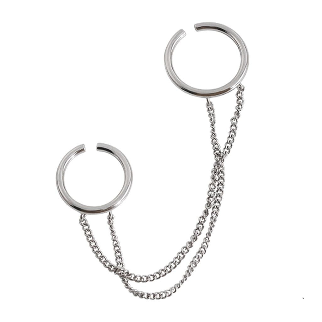 HONCLL Cool Double Ring Set with Chain Detail Trend Finger Rings for Hip Hop Lovers - Walmart.com