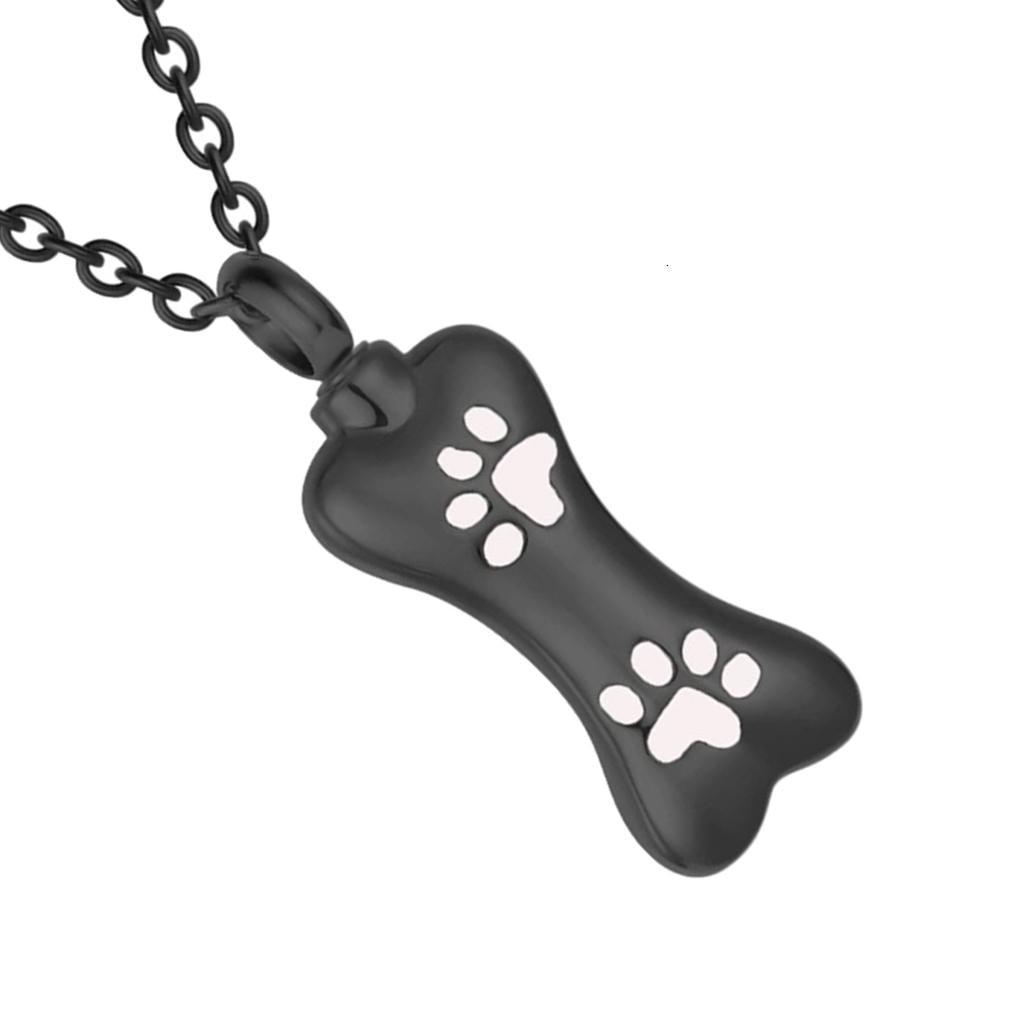 HONCLL Simple Paw Printings Ashes Locket Bone Shaped Pendants Cremation ...