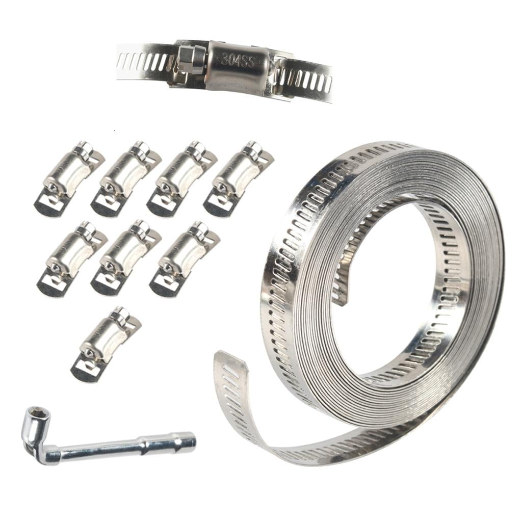 HONCLL Stainless Steel Hoses Clamps System Set DIY 3.5/10m Tape + 8/16 ...