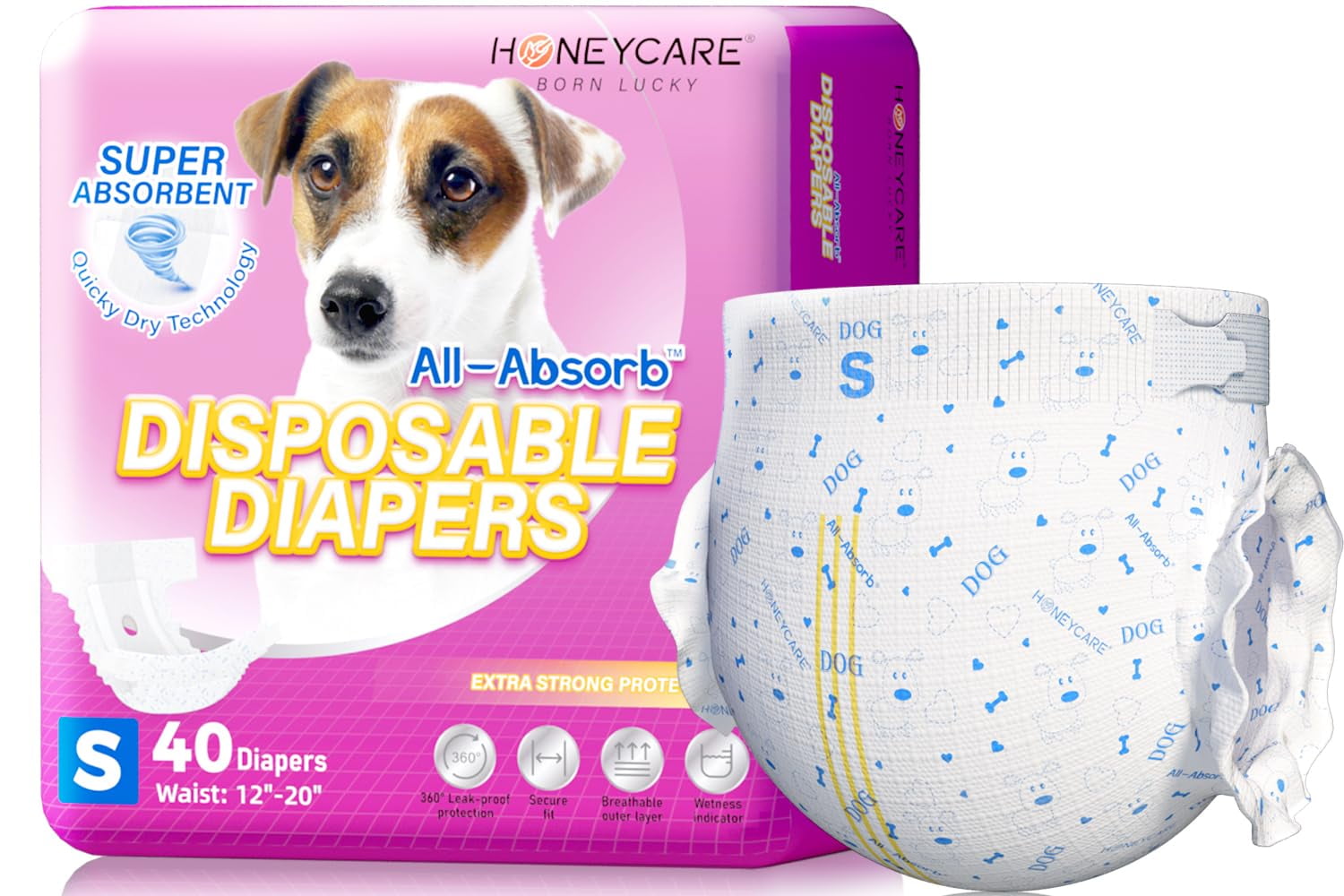 HONEY CARE All-Absorb Disposable SBF3 Female Dog Diapers Small Size ...