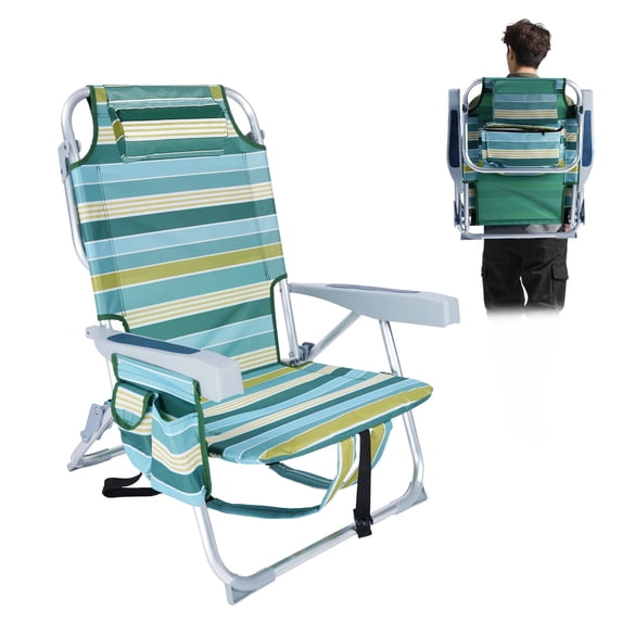HONEY HOME Backpack Beach Chair, 5 Level Adjustable Positions Beach ...