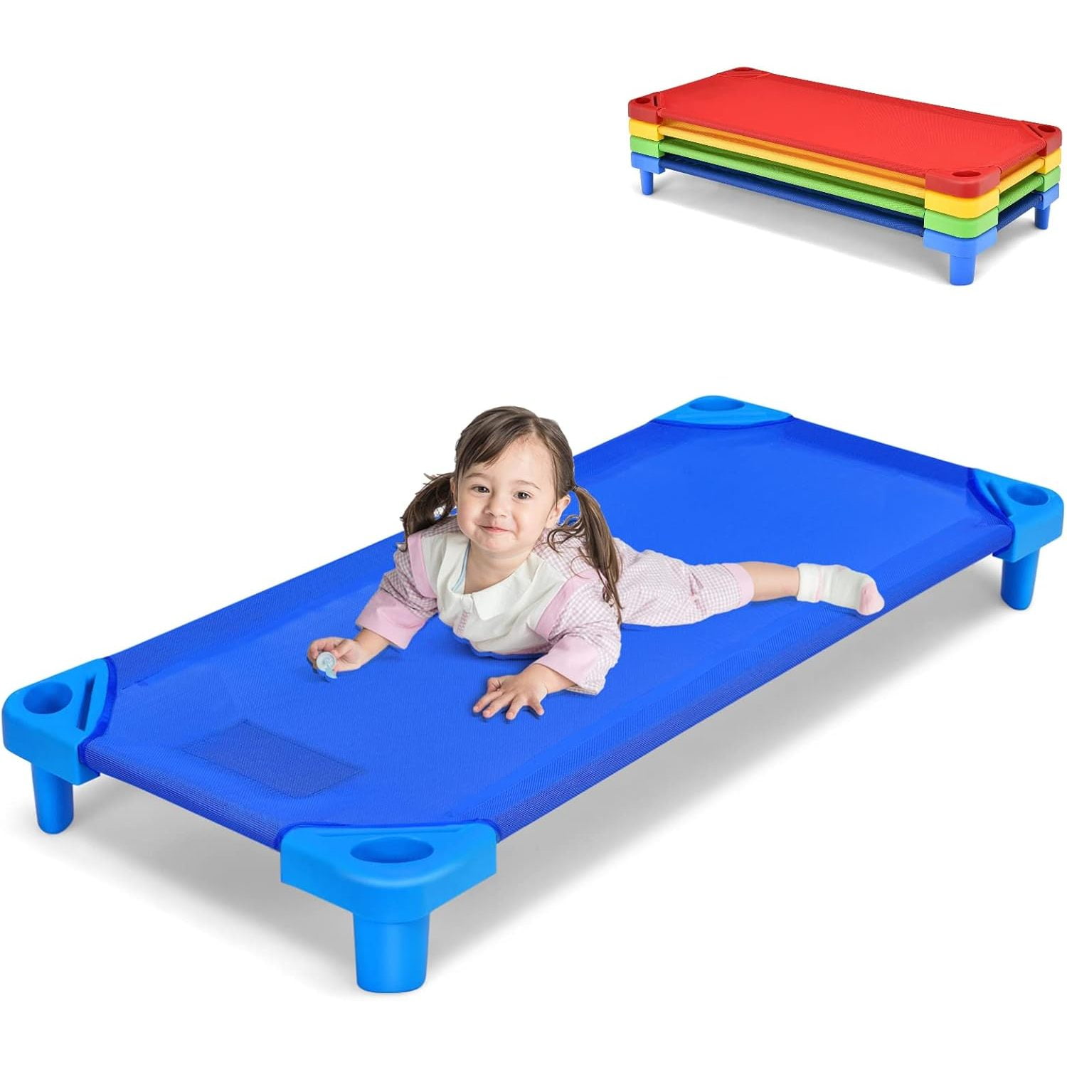 HONEY JOY Kids Daycare Cots, Pack of 4, 52” L Stackable Toddler Nap ...