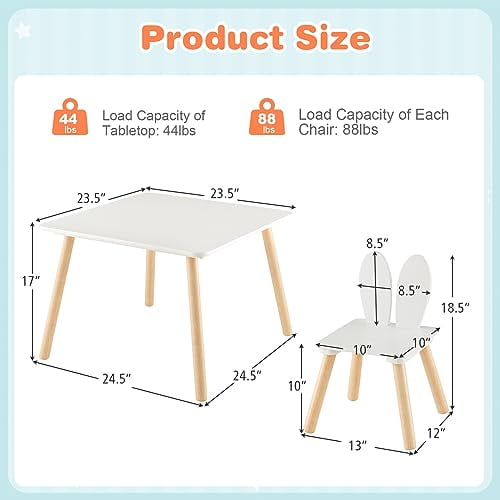 HONEY JOY Kids Table and Chair Set, Children Wooden Activity Table & 2 ...