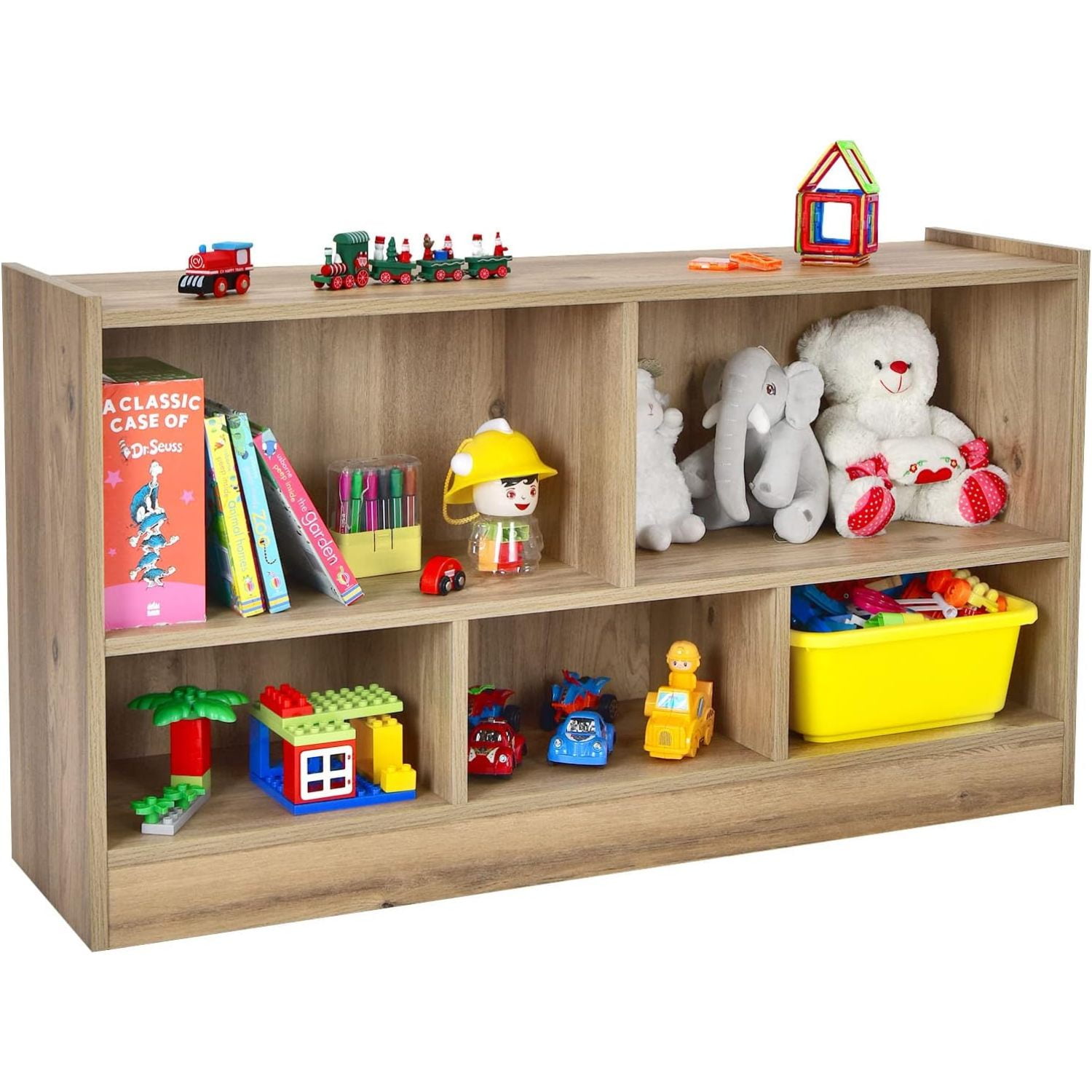 HONEY JOY Kids Toy Storage Organizer, 5-Section Storage Daycare Shelf ...