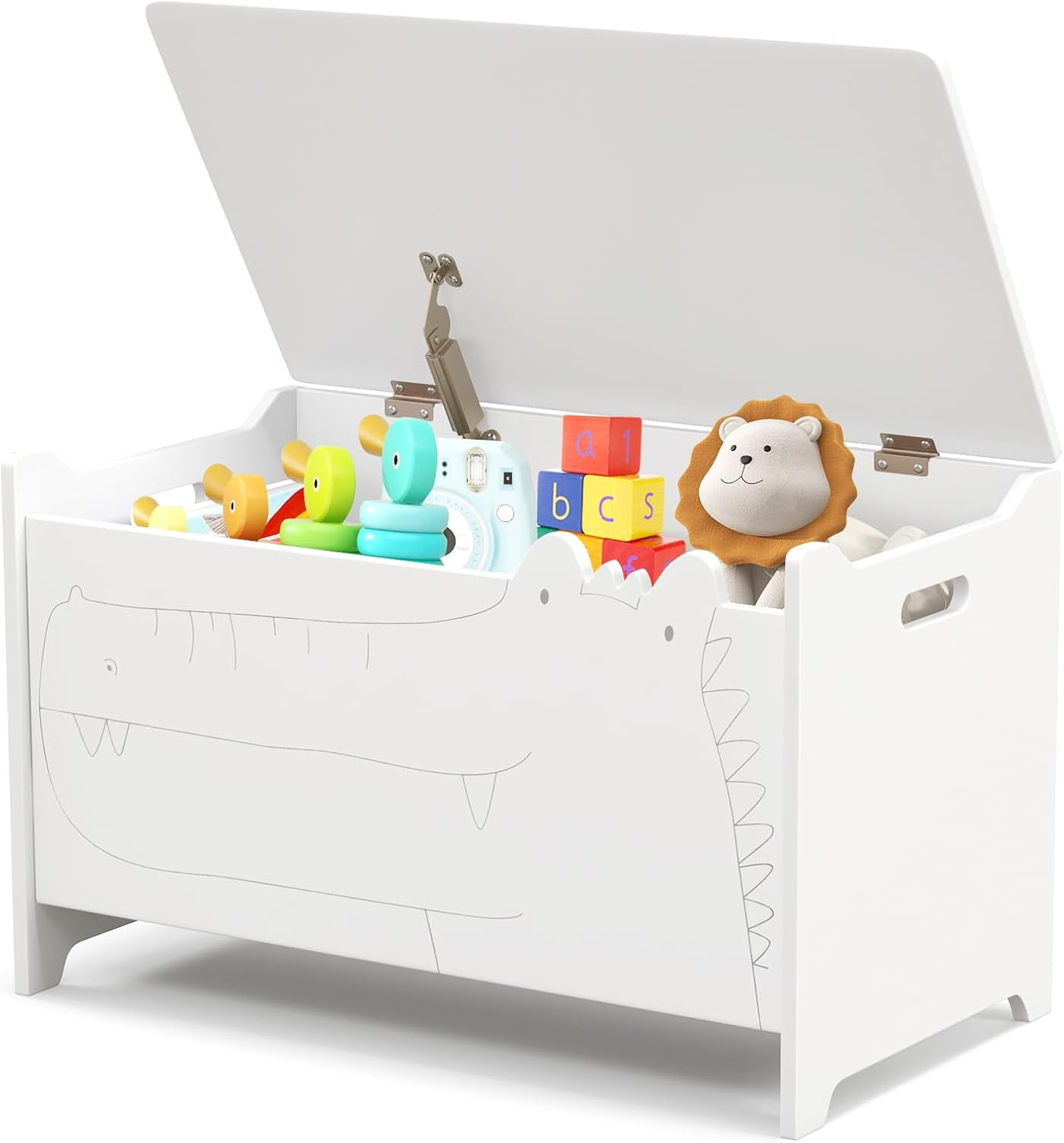 HONEY JOY Kids Wooden Toy Box, 3-in-1 Large Toy Trunk Chest w/Flip-Top ...