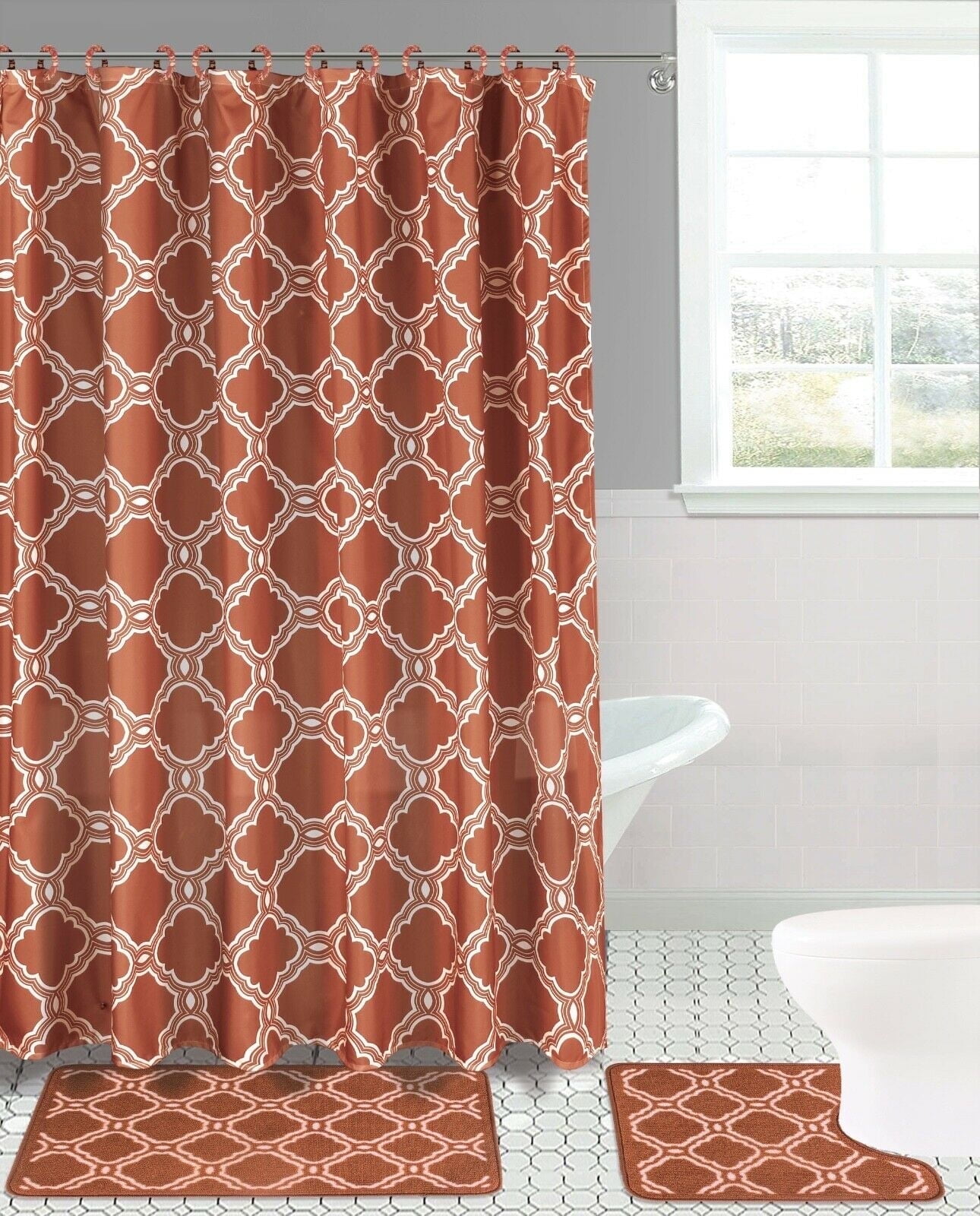 HONEY ORANGE 15-piece Hotel Bathroom Sets - 2 Non-Slip Bath Mats Rugs ...