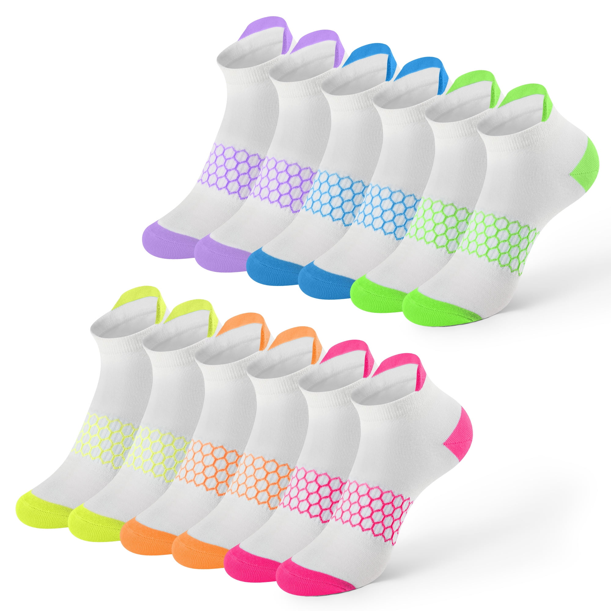 HONEYSEA 6 Pairs Ankle Socks for Women， Athletic Running Socks ...