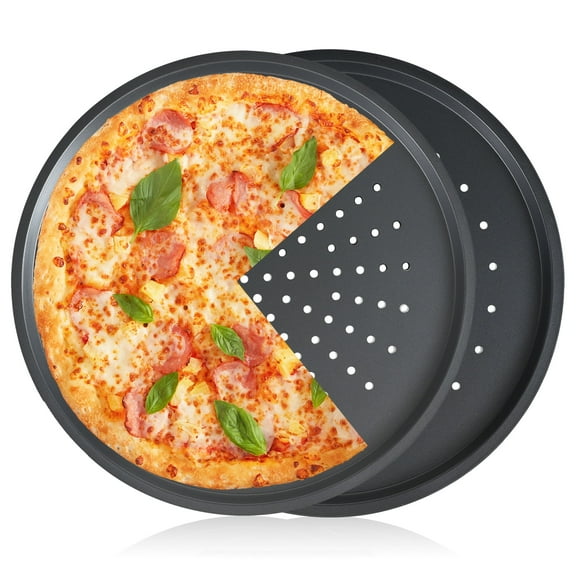 Non Stick Pizza Pan Round Carbon Steel Baking Tray with Holes for Oven ...
