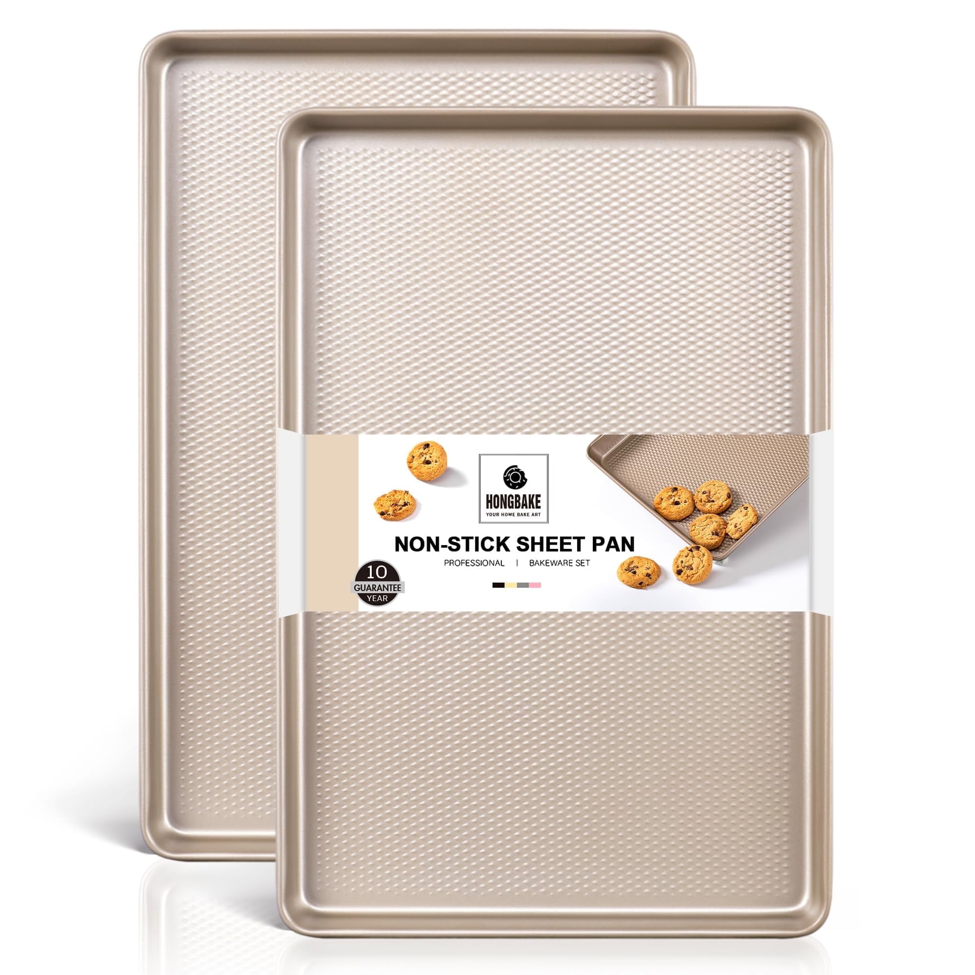 HONGBAKE 2 Pack Half Sheet Baking Pans,Non Stick Baking Sheet for Oven ...