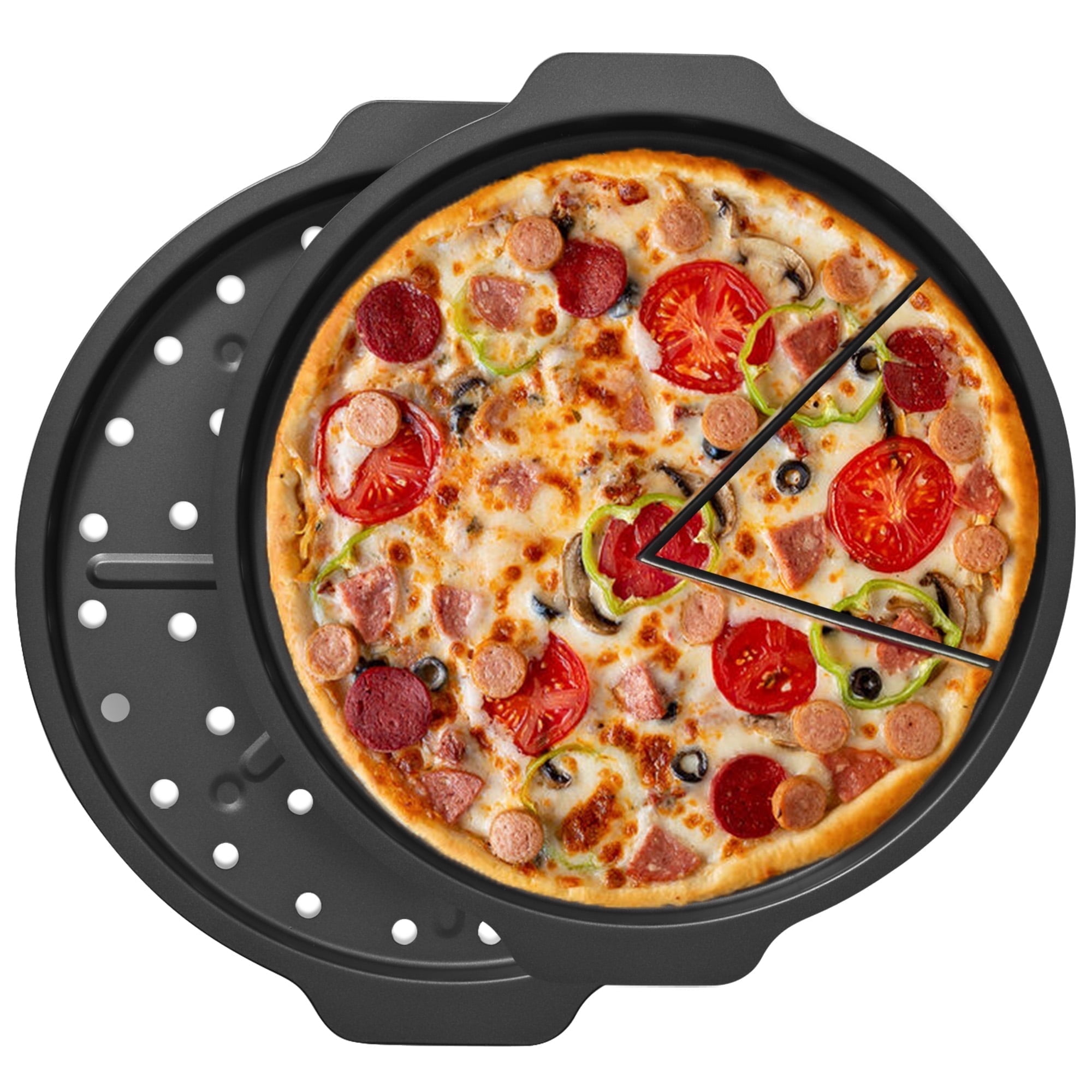 HONGBAKE 2-Pack Steel Nonstick Pizza Pan, 12 Inch, Grey, for Oven with ...