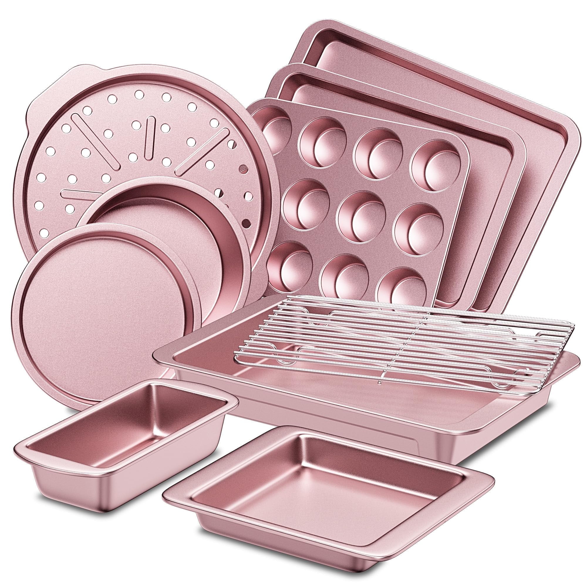 HONGBAKE Bakeware Sets, Baking Pans Set, Nonstick Oven Pan for Kitchen ...