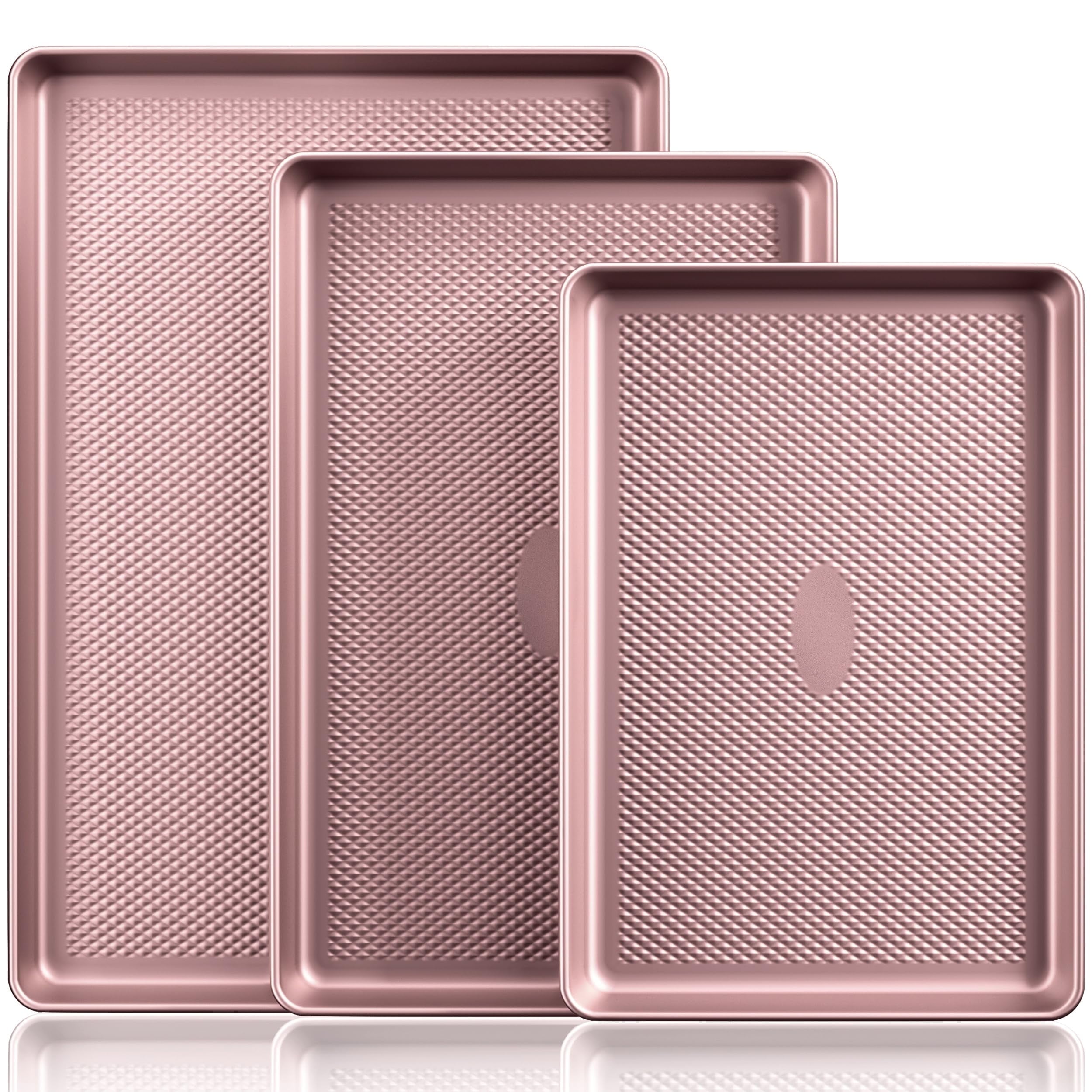 HONGBAKE Baking Sheet Pan Set, Cookie Sheets for Oven, Nonstick Half ...