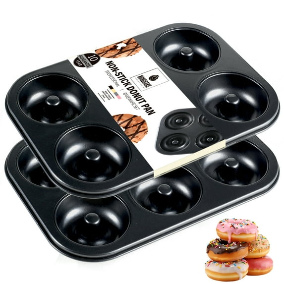 HONGBAKE Nonstick Donut Pans For Baked Doughnuts, 2-Pack 6 Cavity ...