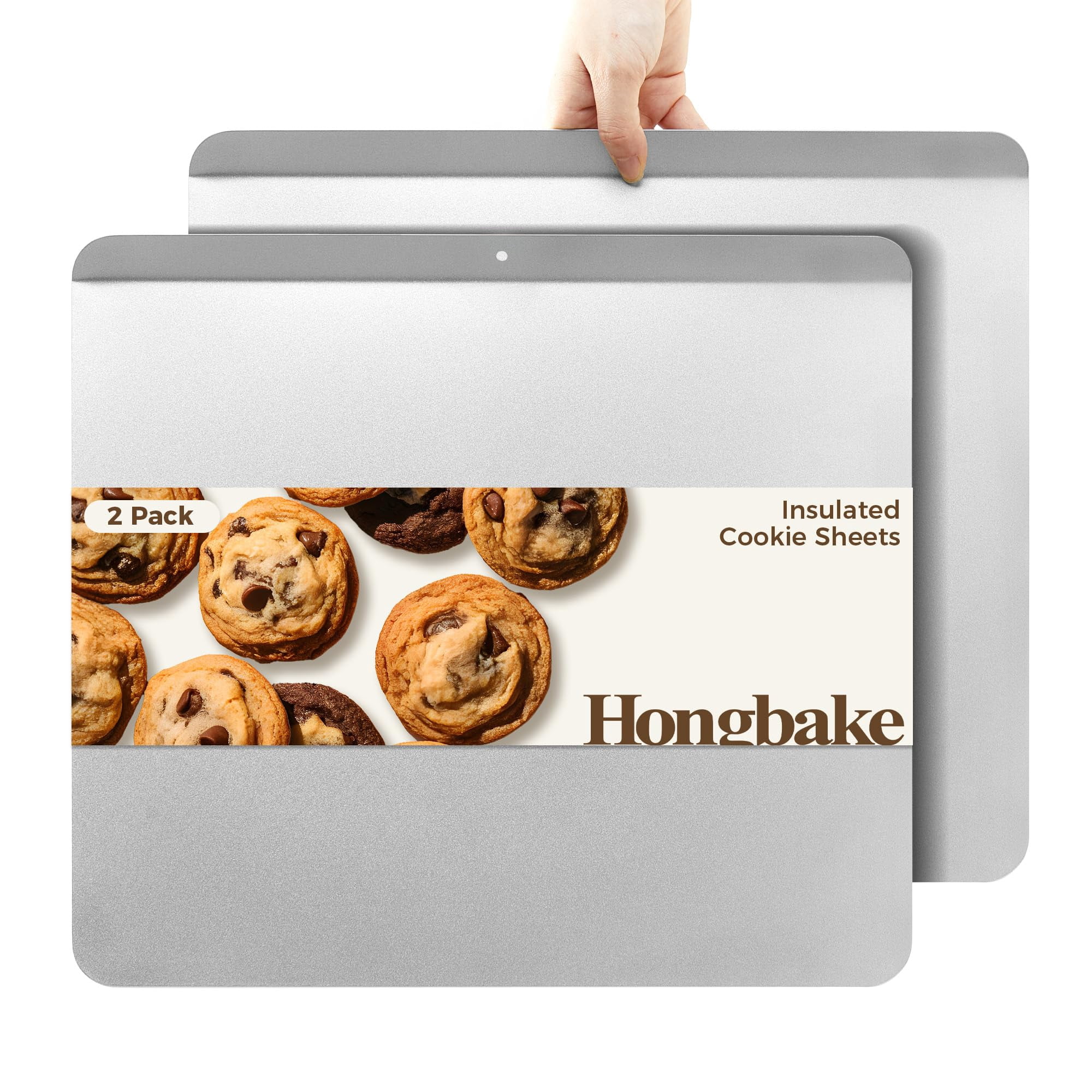 "HONGBAKE Large Nonstick Pizza & Cookie Baking Sheets, Flat No-Edges ...