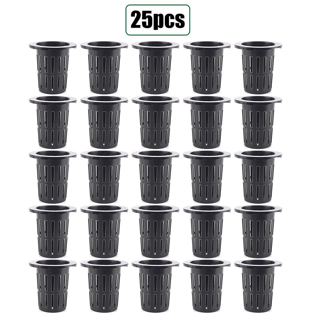 HONGDI 25 PCS Hydroponic Cups Net Pots, Garden Plastic Slotted Mesh Net ...