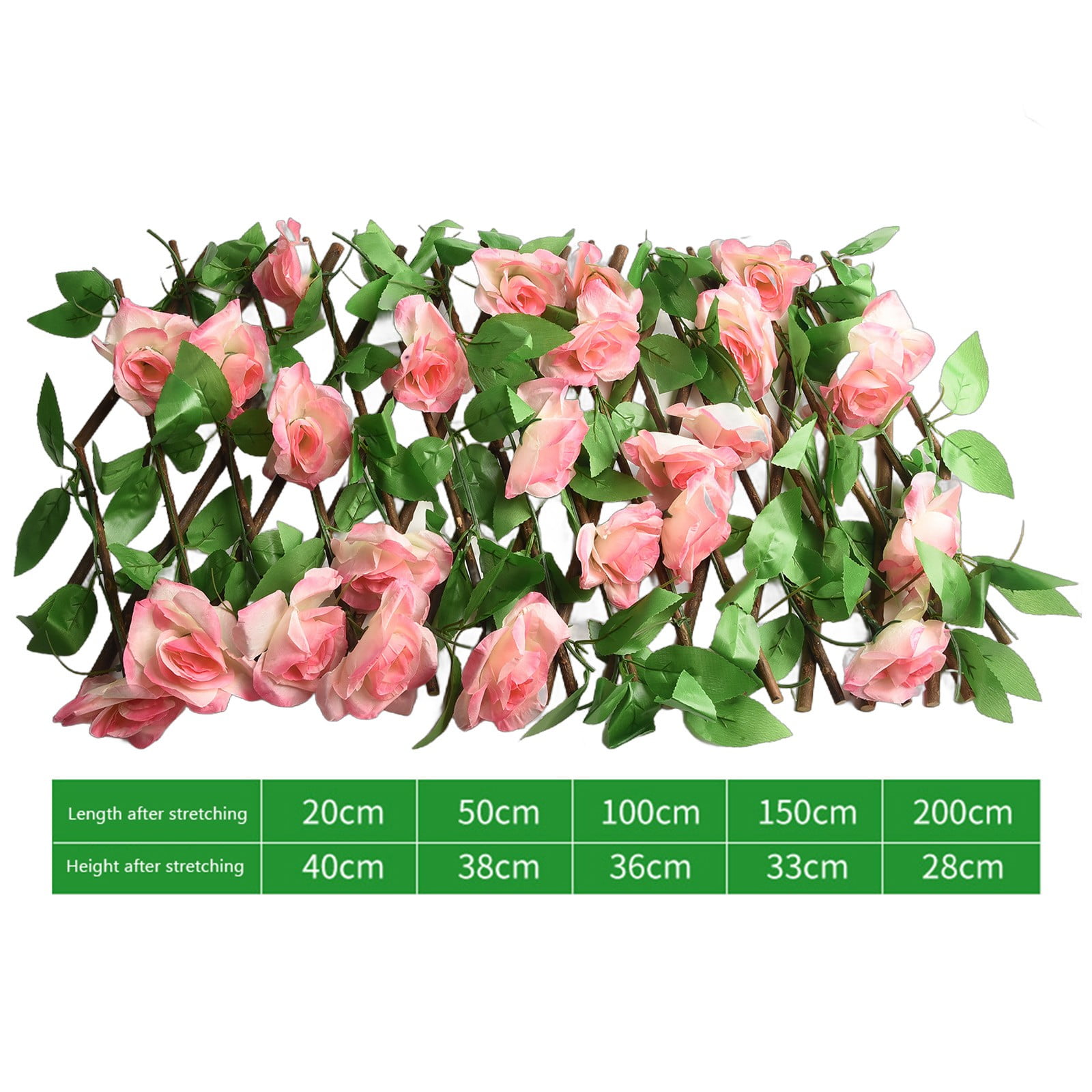 HONGDI Expanding Trellis Artificial Rose Flower Garden Wall Leaf Wood ...