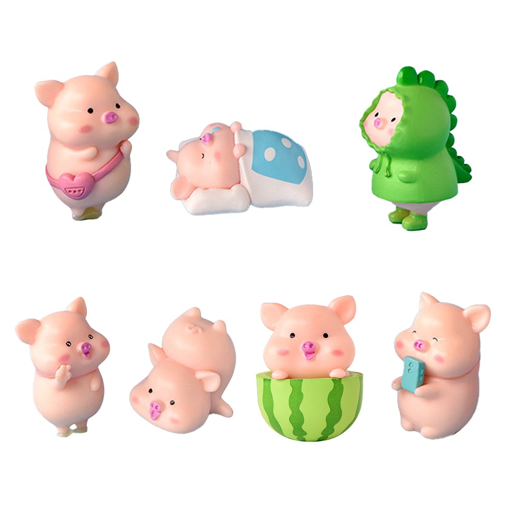HONGDI Pig Resin Decor Figurines Dollhouse Moss Terrarium Landscape ...
