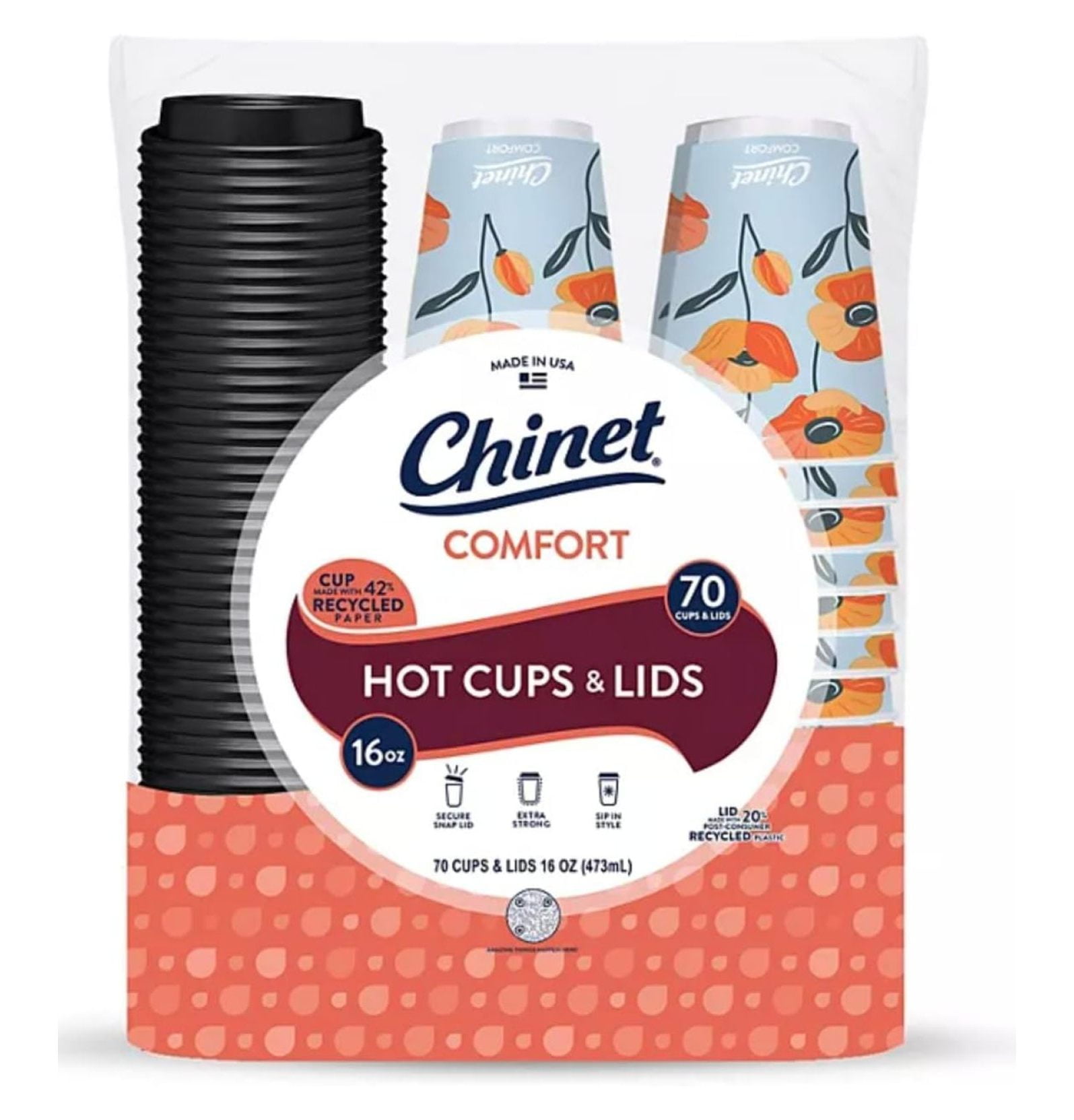 HONGDINGFValpa Comfort Cup and Lids, 16 oz. (70 ct.) Chinet - Walmart.com