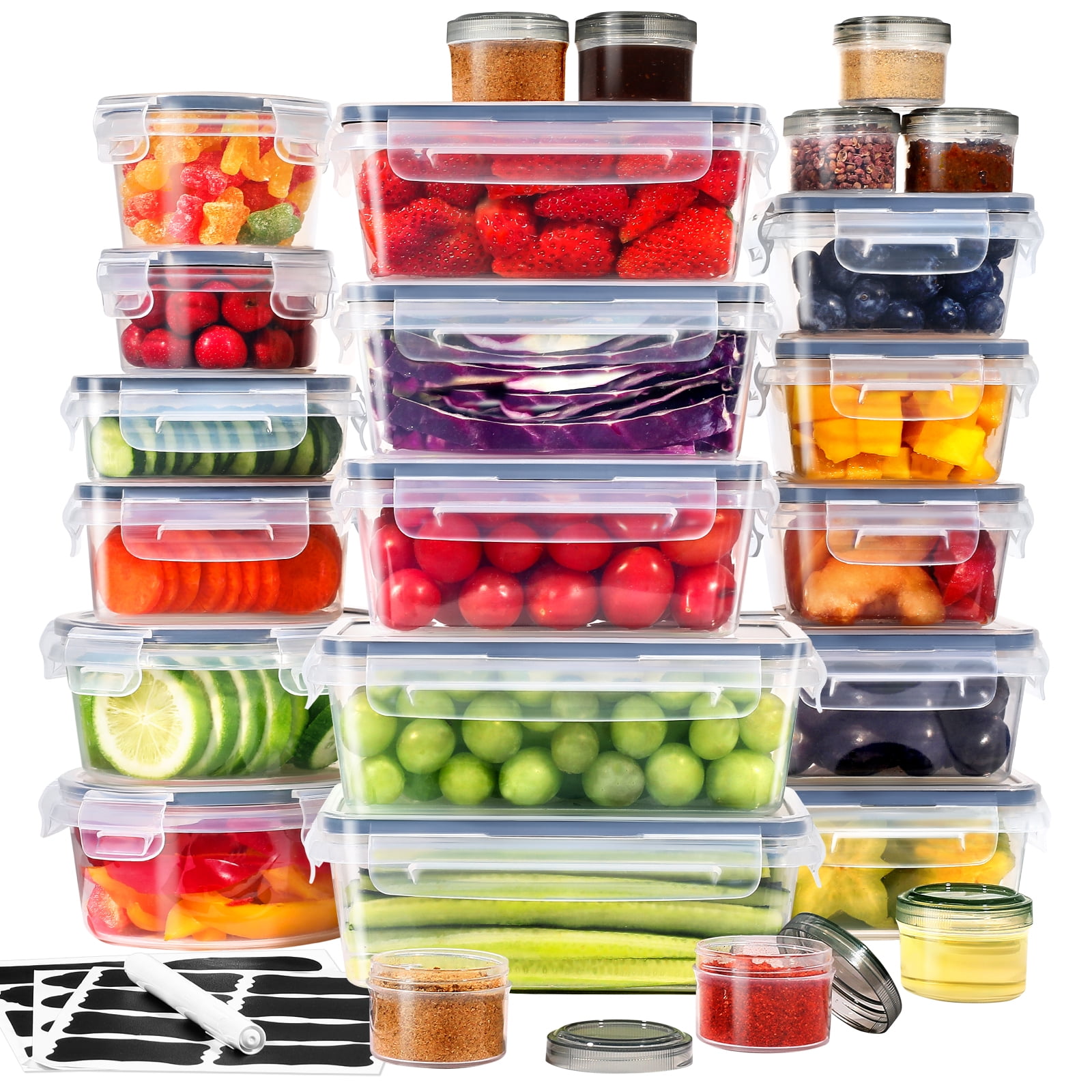 HONGGE 24 Pcs Airtight Food Storage Container Set - BPA Free Clear ...