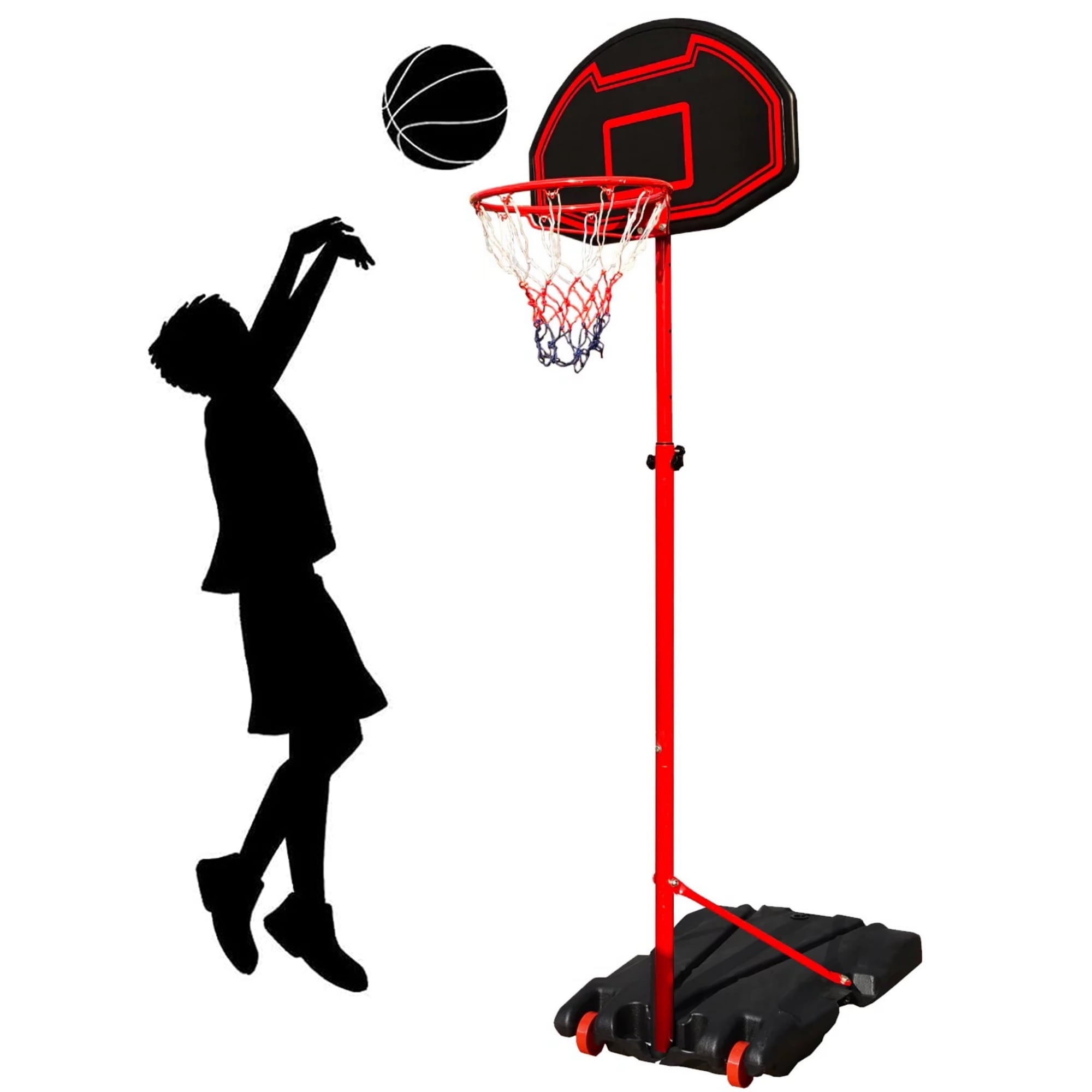HONGGE 28 In. Portable 5.2Ft.-7Ft. Height Adjustable Basketball Hoop ...