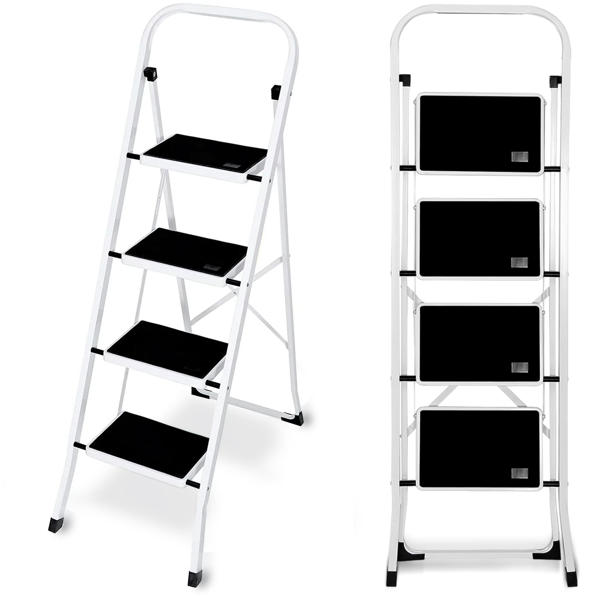 HONGGE 4 Step Ladder, Folding Step Stool with Wide Anti-Slip Pedal ...