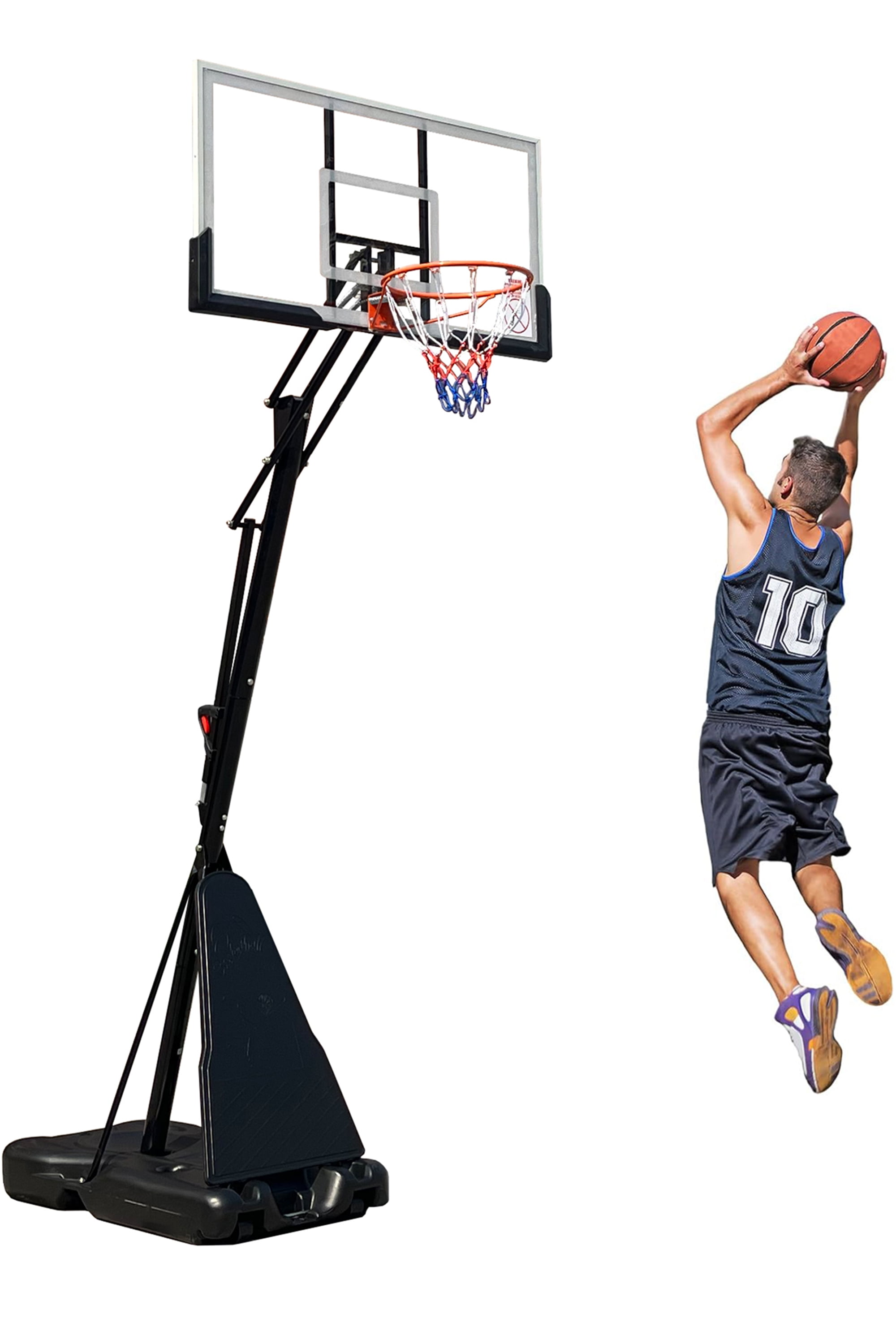 HONGGE 54in Portable Basketball Hoop with Polycarbonate Backboard ...