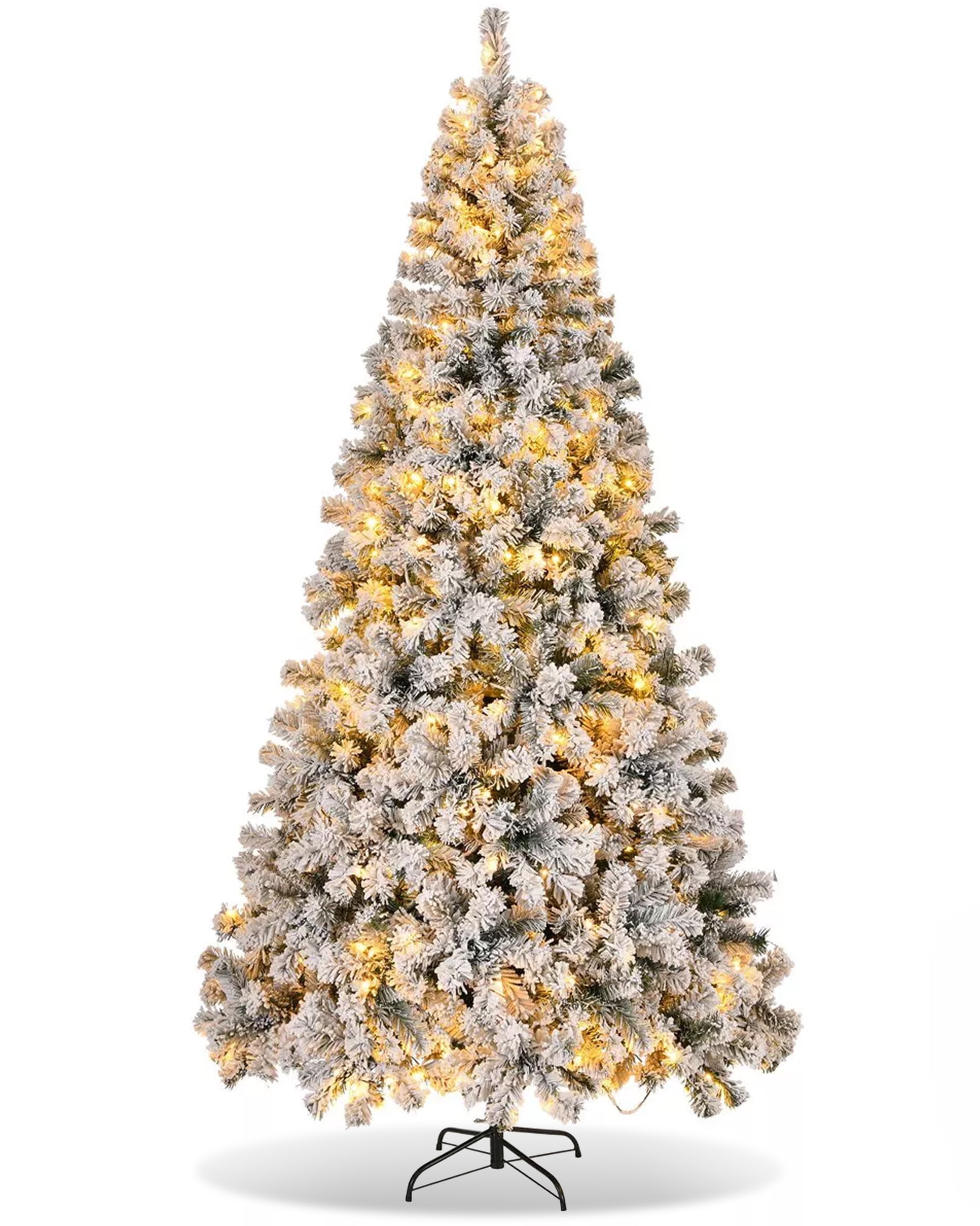 HONGGE 6ft Pre-Lit Snow Flocked Christmas Tree, Holiday Artificial ...