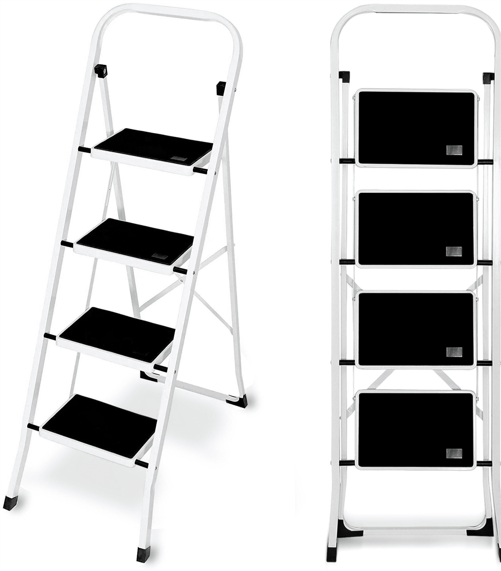 HONGGE Folding 4 Step Ladder Portable Step Stool with Wide Anti-Slip ...