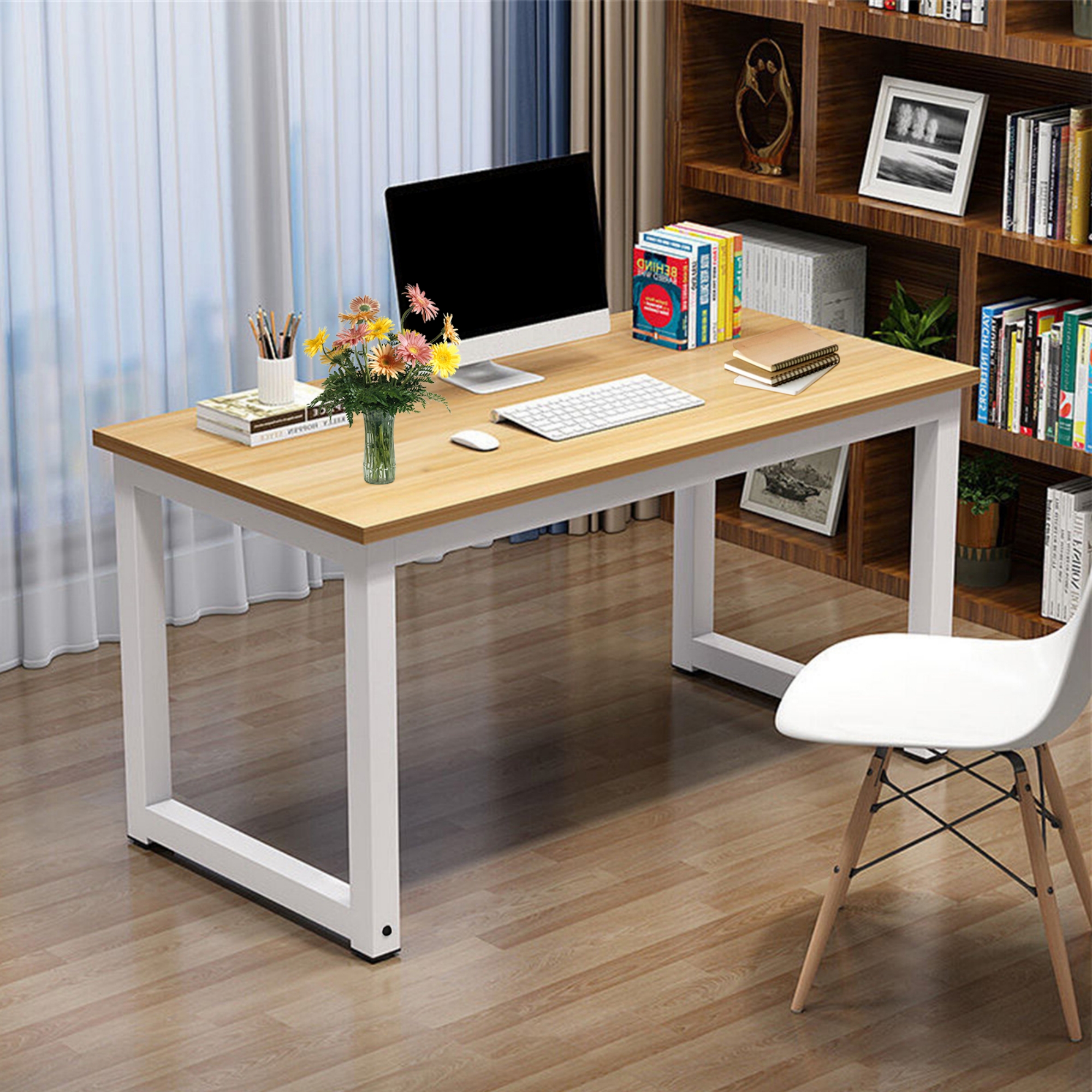 Costway L-Shaped Corner Computer Desk Writing Table Study Workstation w ...