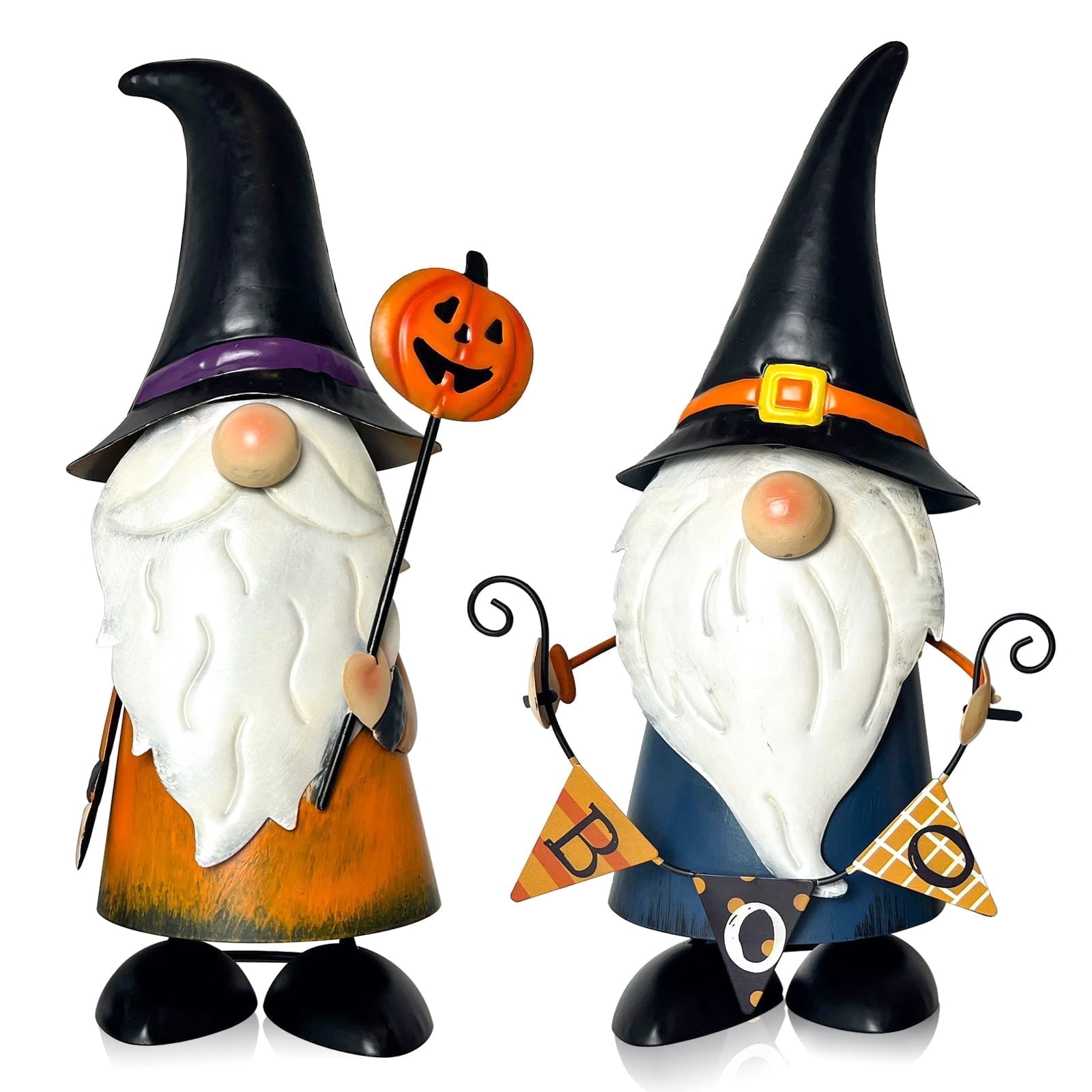 HONGLAND Cute Metal Gnomes Decor - 14 Inch Fall Elf Figurines for ...