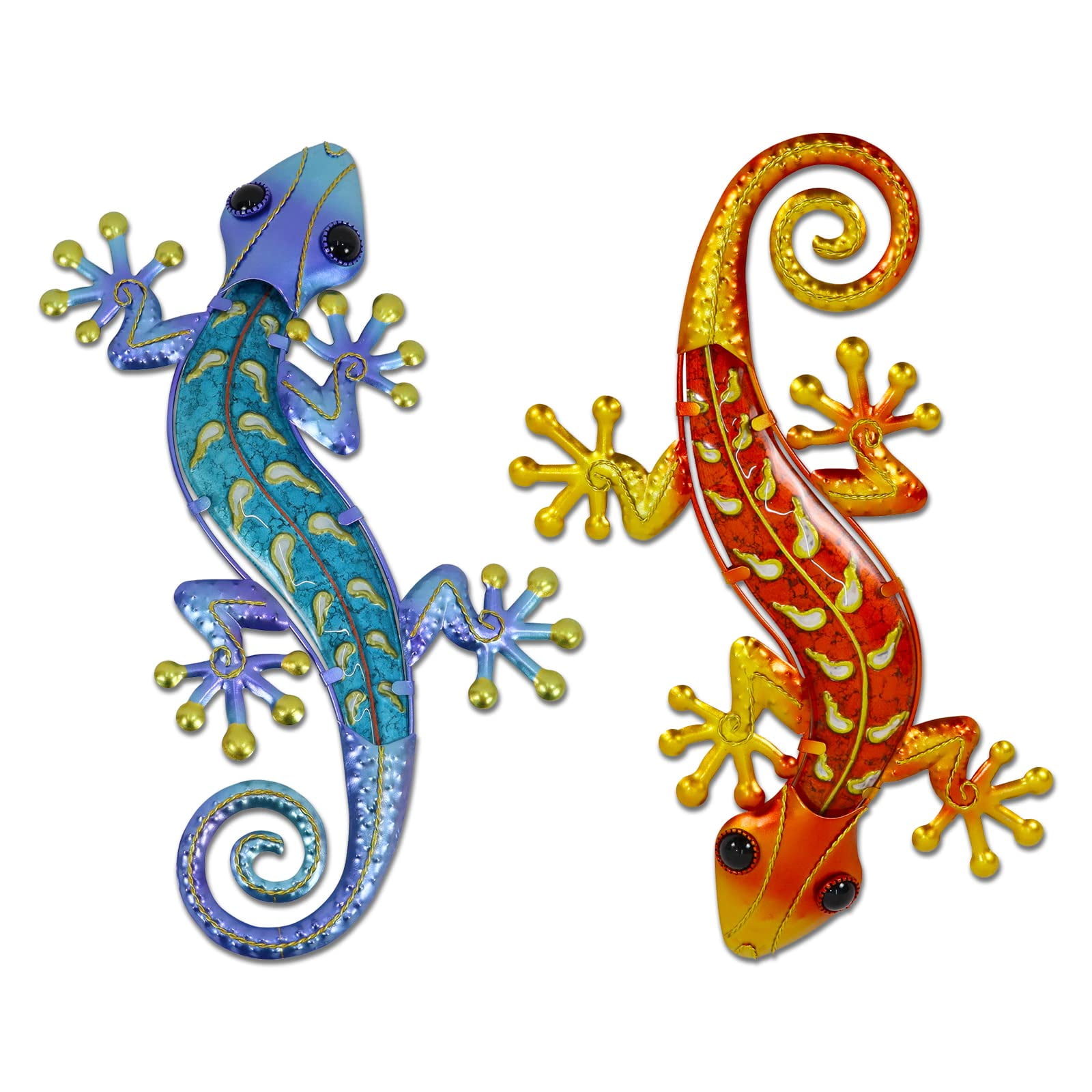 HONGLAND Metal Gecko Wall Art- 15 ATT1Inch Lizard Outdoor Decor Hanging ...