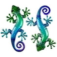 HONGLAND Rustic Metal Gecko Wall Art - 15 inch Lizard Yard Decor - Set ...