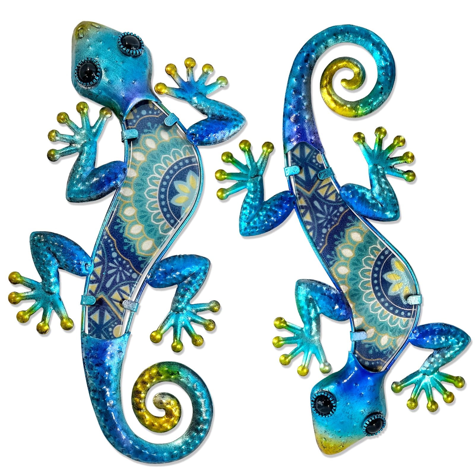 HONGLAND Metal Gecko Yard Wall Art ，12 inch Outdoor Boho Lizard Wall ...