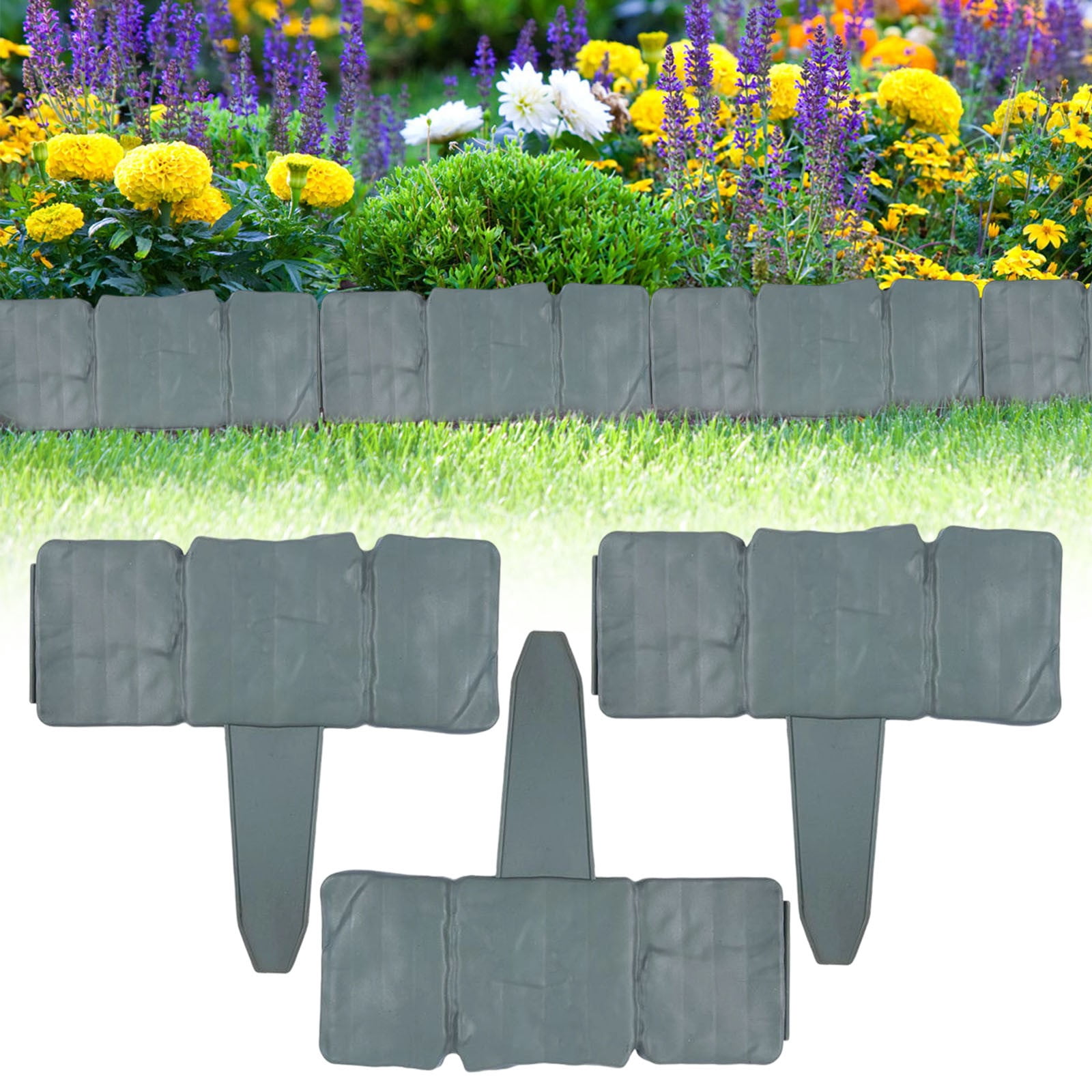 HONGLIN Landscape Edging, 3 Piece Plastic Garden Edging Border, Faux ...
