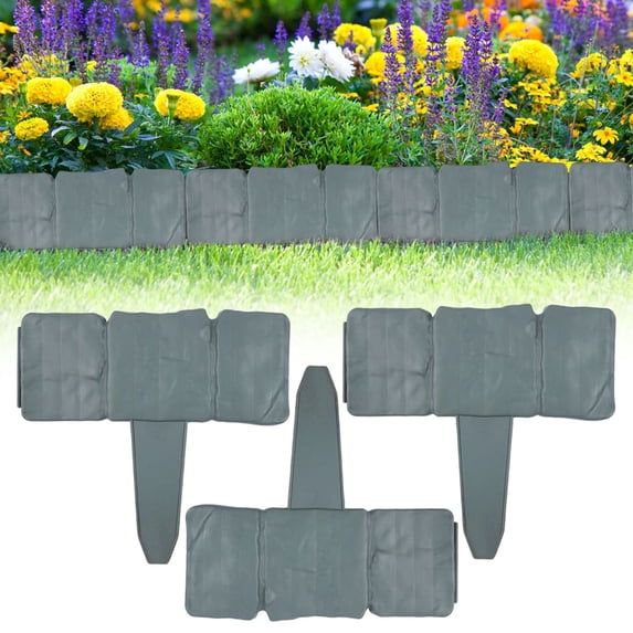 HONGLIN Landscape Edging, 3 Piece Plastic Garden Edging Border, Faux ...