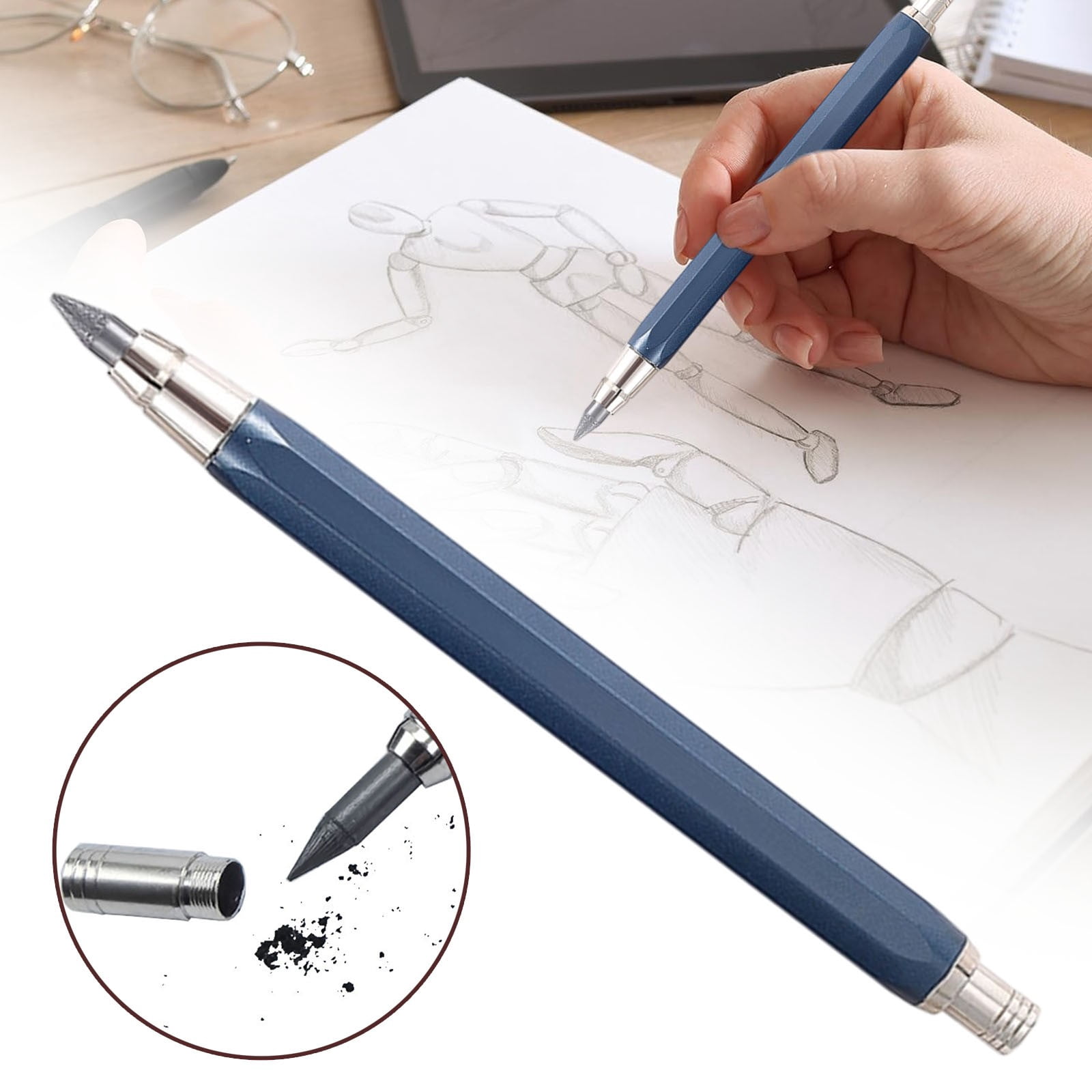 HONGLIN Metal Mechanical Pencil, 5.6mm Lead Holder with Sharpener ...