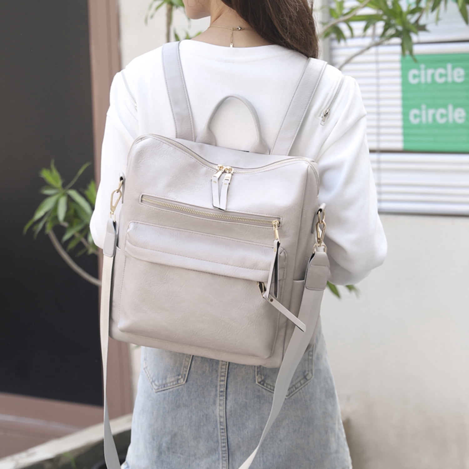 HONGLONG Women's Vintage Leather Backpack Purse, Convertible Strap ...