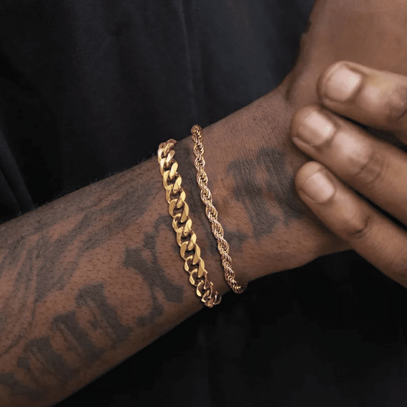 HONGTONG 2Pcs Basic Men's Cuban Twist Rope Chain Bracelets in One Set ...