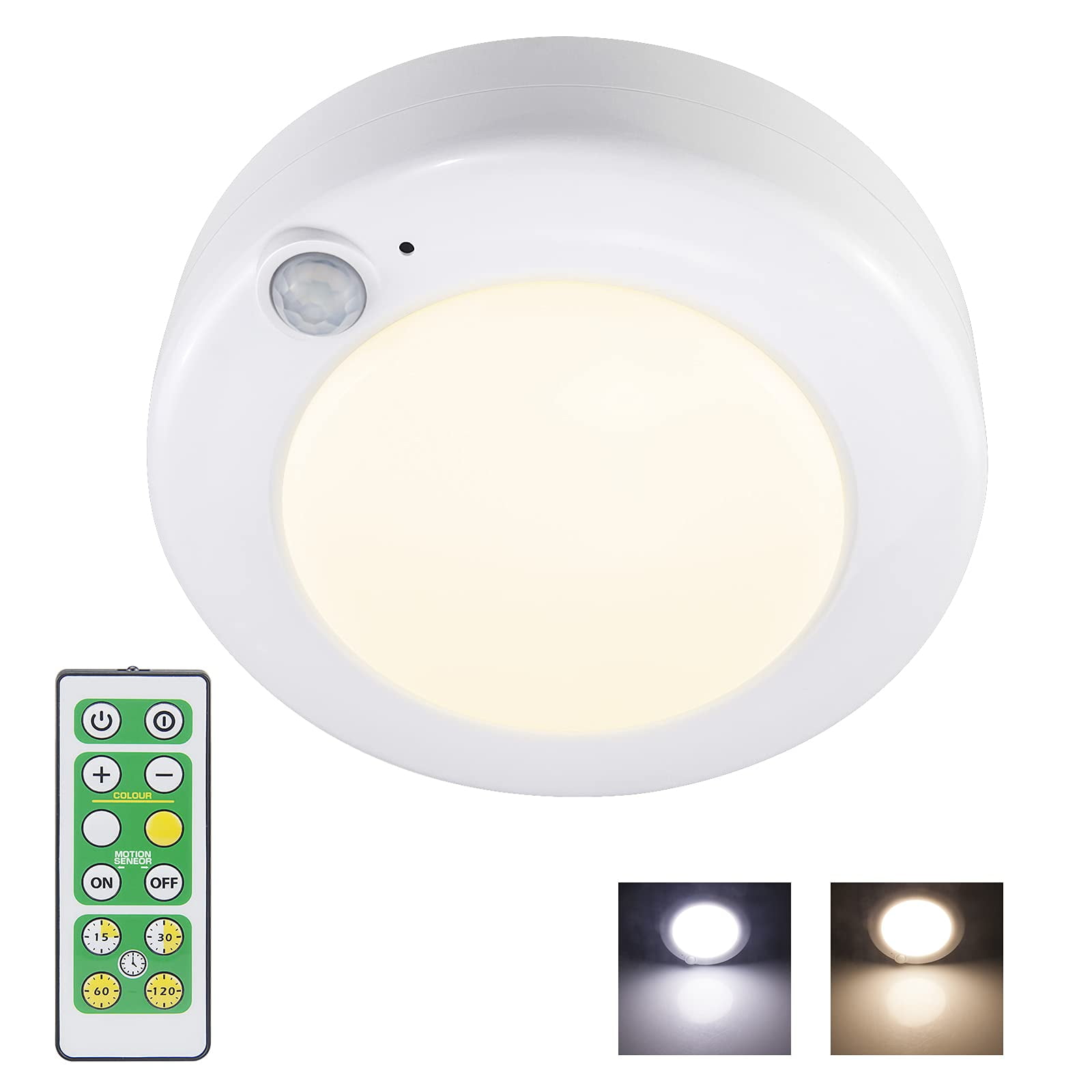 HONGUT Battery Powered LED Ceiling Light, Indoor Motion Sensor Light ...