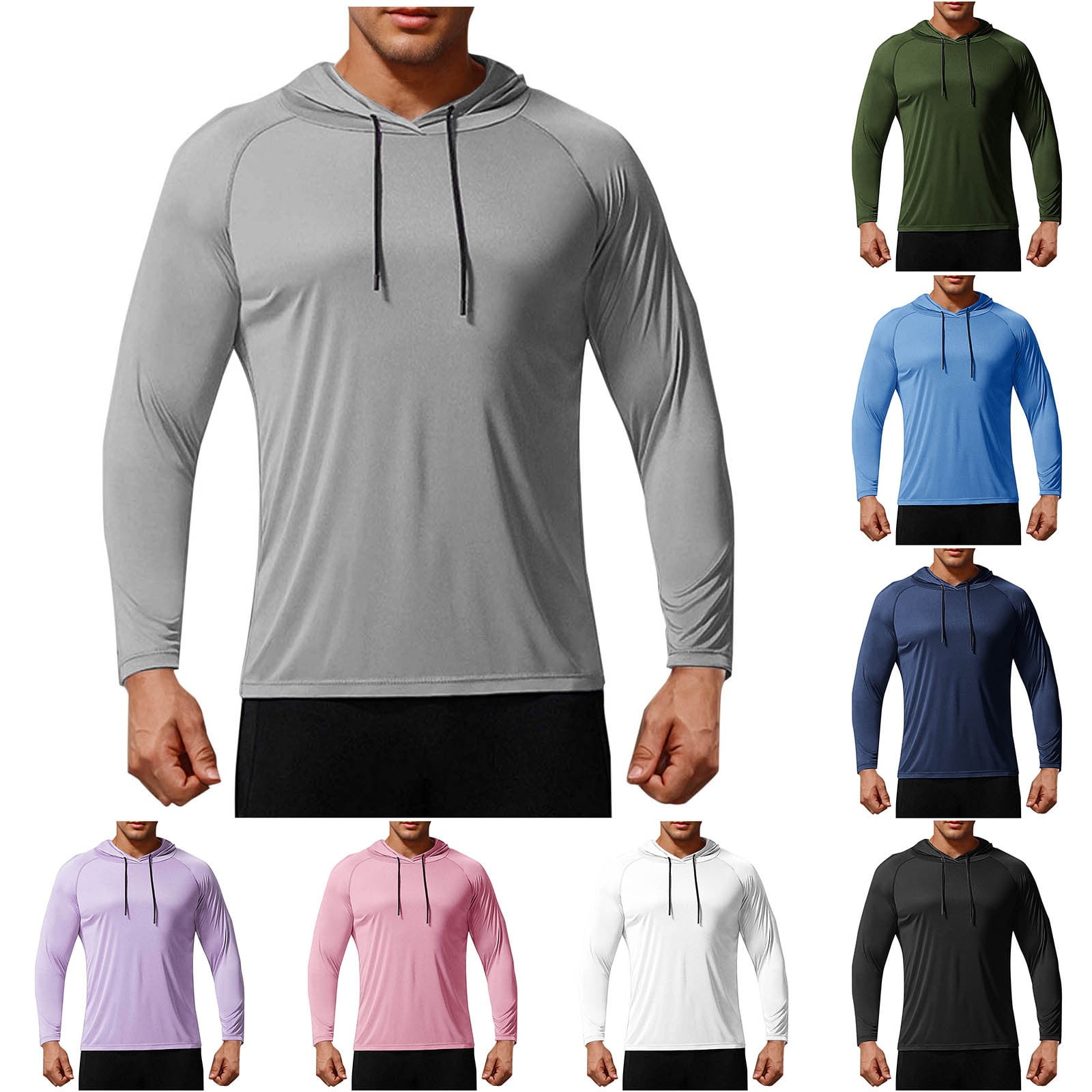HONHUZH Mens Shirts Clearance Summer Workout Gym Hoodies Thin ...