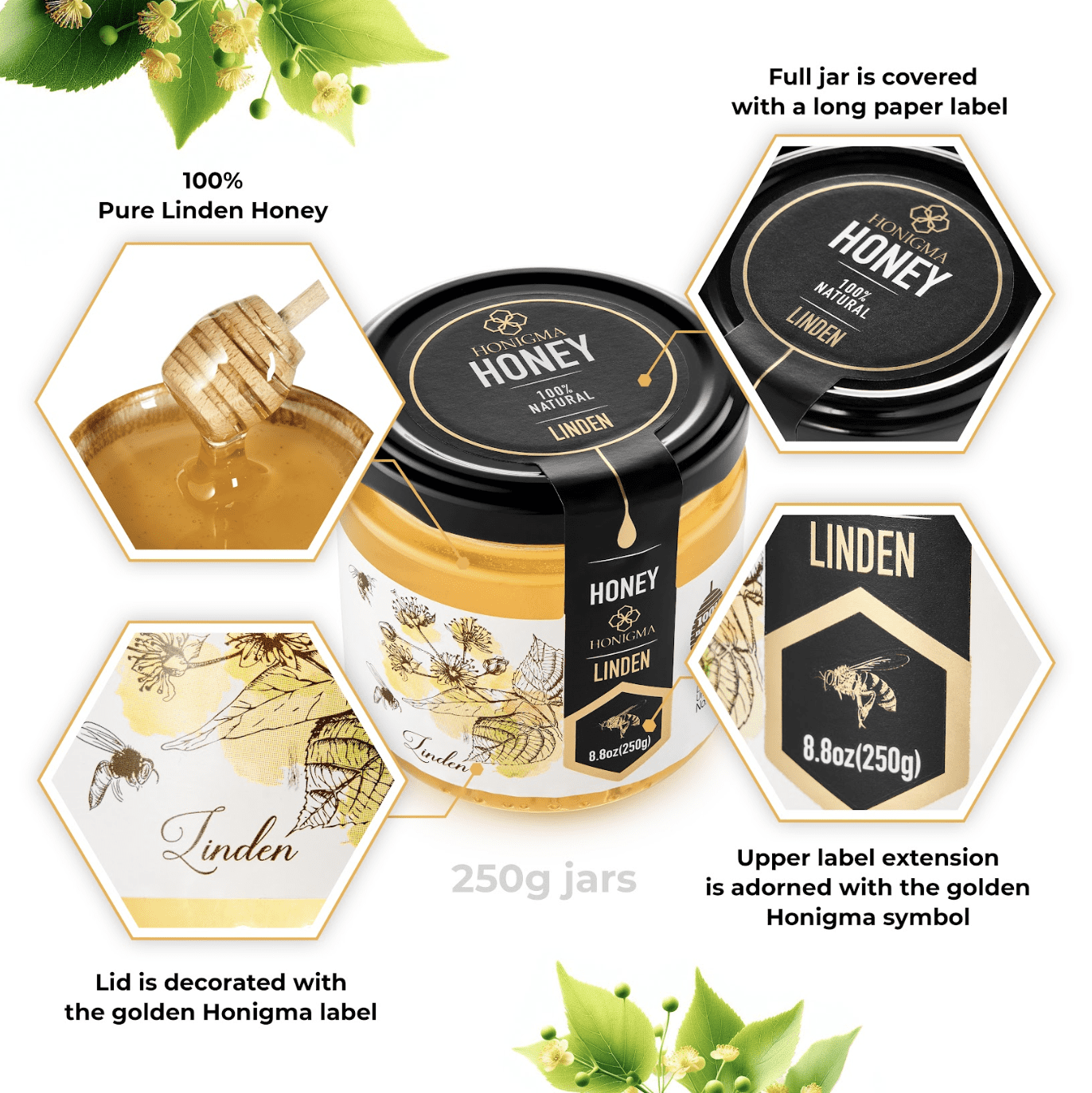 HONIGMA Linden Honey Pure, Unpasteurized, Unfiltered, Raw, Ukrainian ...