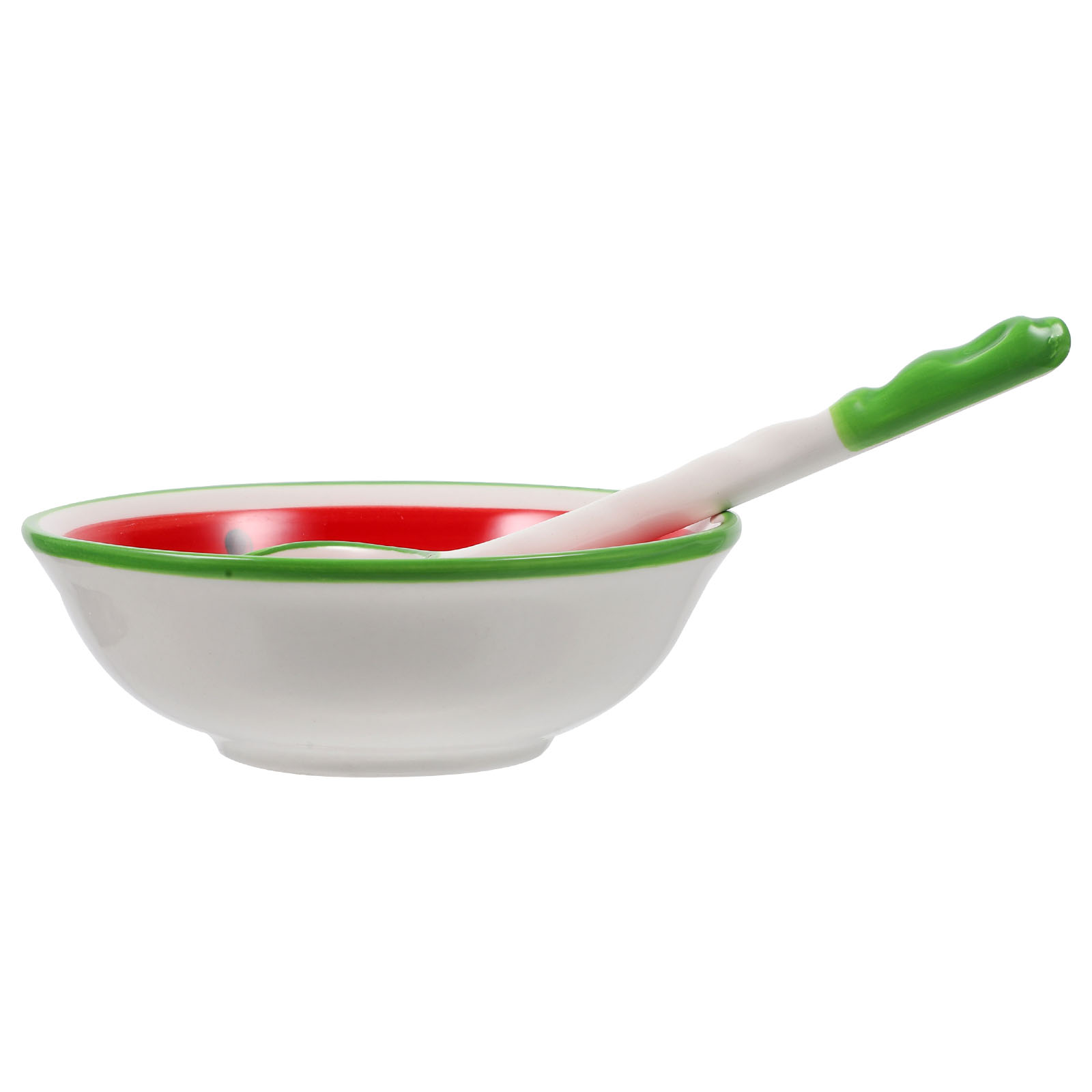HONITANO 1 Set Cartoon Design Round Red Ceramic Bowl Spoon Kit for Food ...