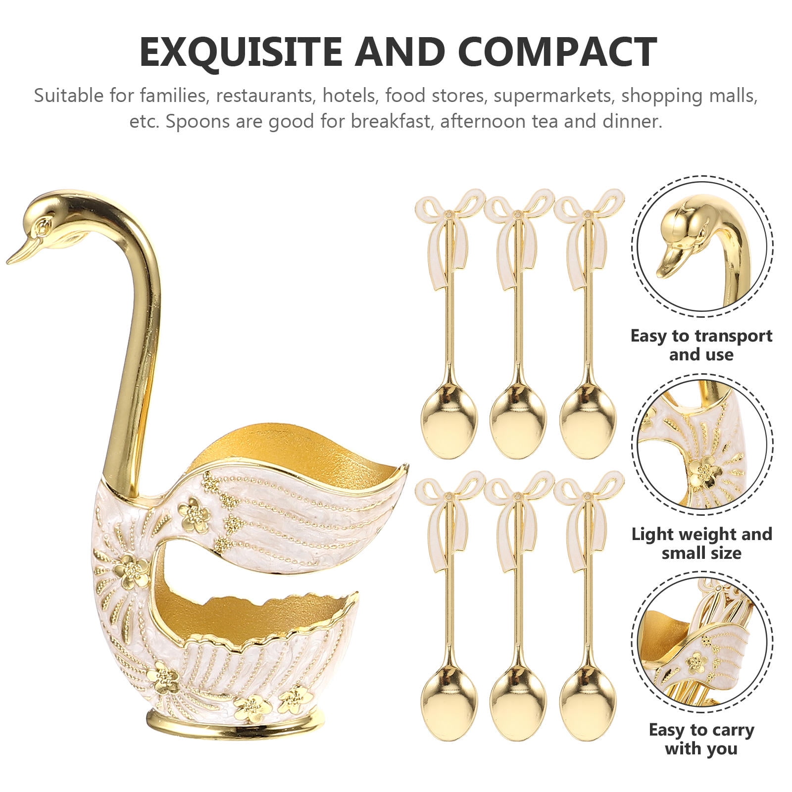 HONITANO Decorative Swan Spoon Base Smooth Surface 1 Restaurant Table ...