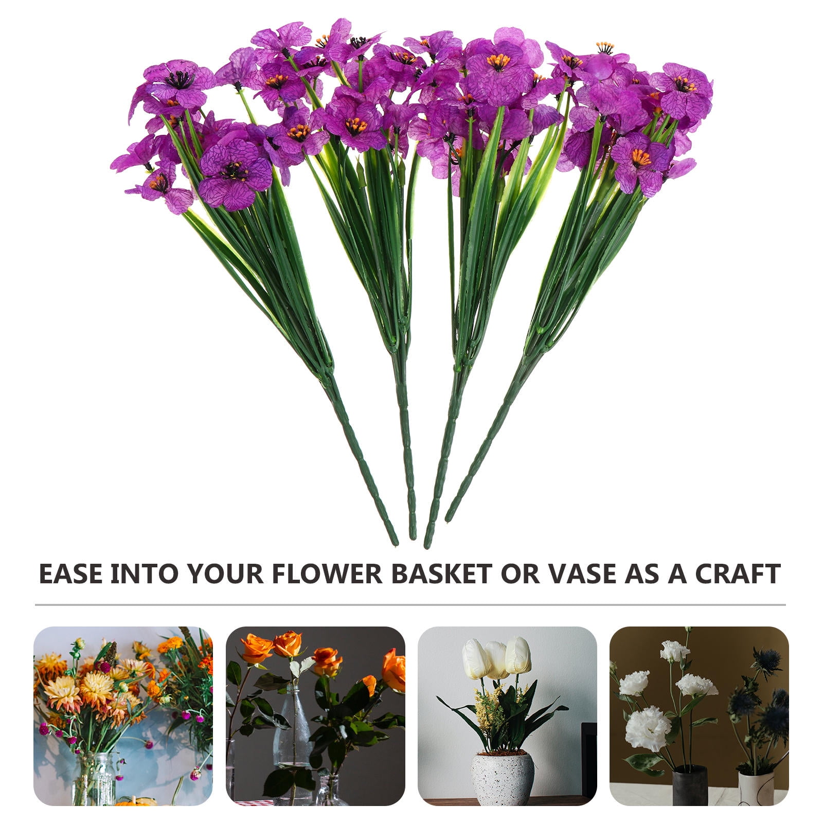 HONITANO 1 Set Spring Faux Flowers Purple Plastic Realistic Design For ...