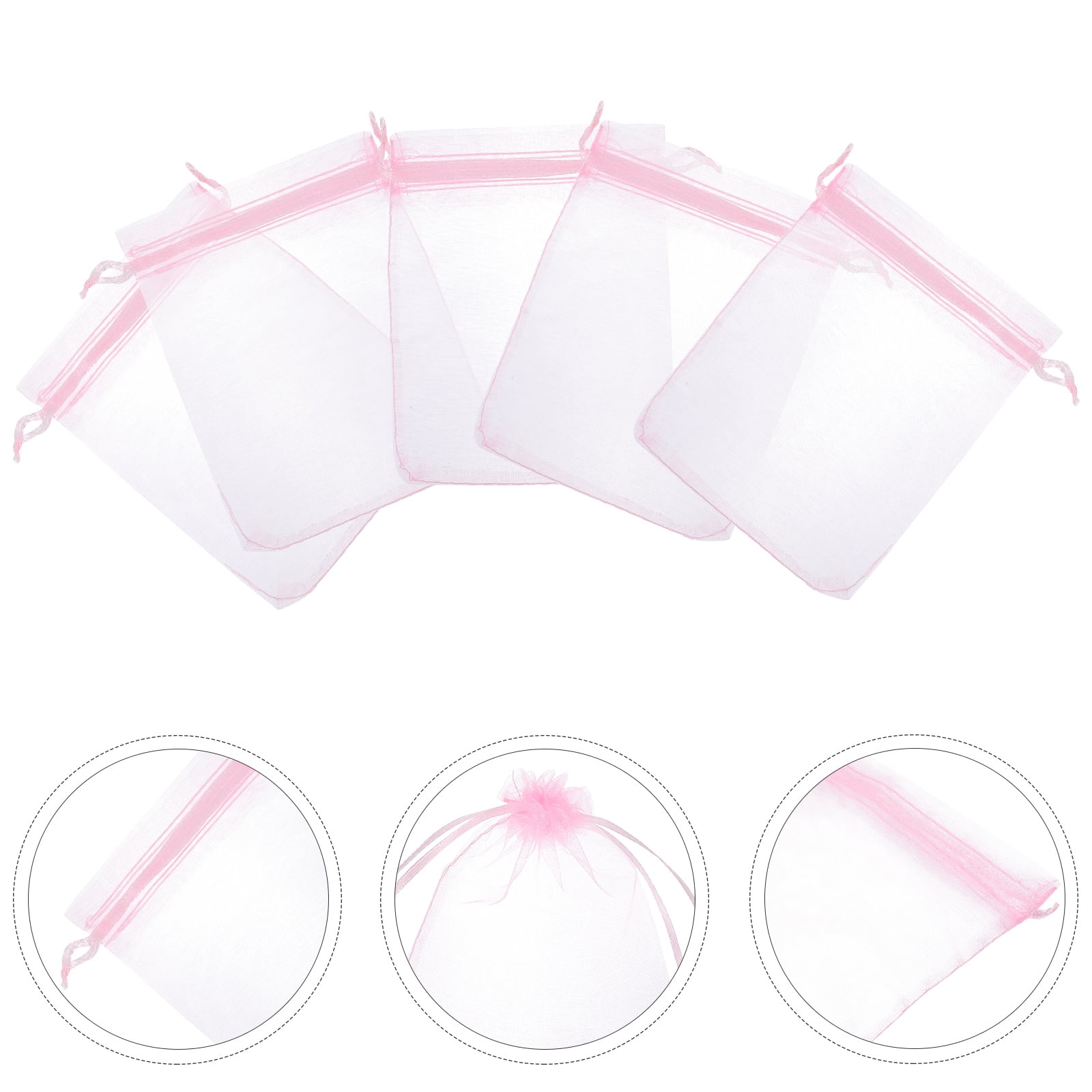 HONITANO 100Pack Mesh Pouches Pink Organza Rectangular for Wedding and ...
