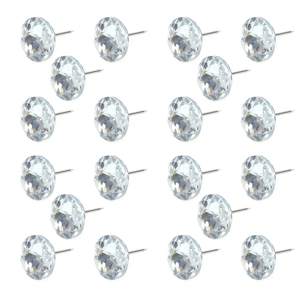 HONITANO 100Pack Silver Flower Shape Crystal Upholstery Buttons for ...