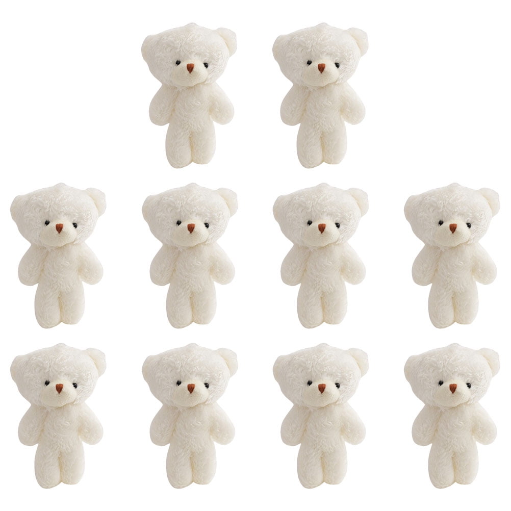 HONITANO 10Pcs Mini Bear Plush Stuffed Toy White Portable Bear Decor ...