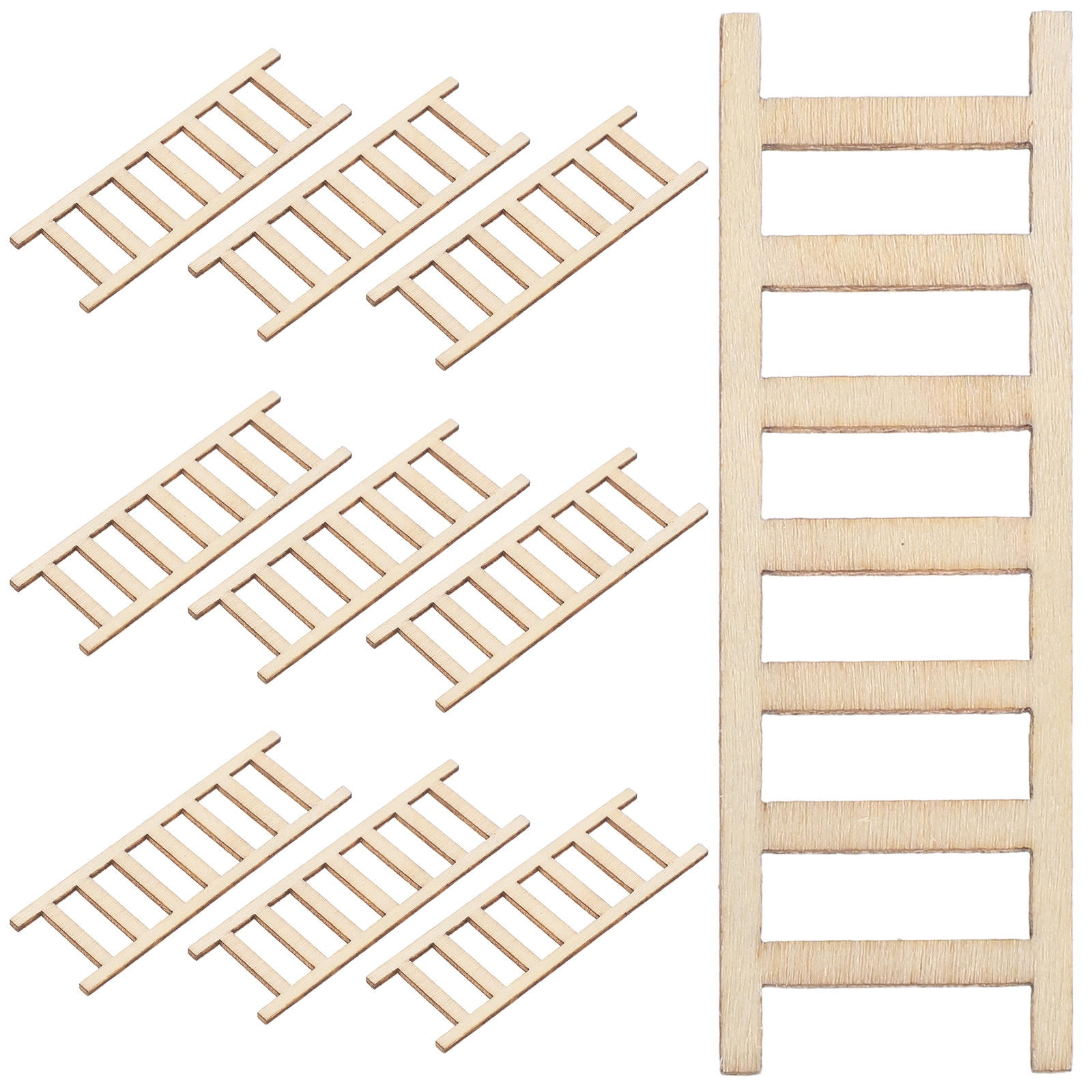 HONITANO 10Set Wooden Ladder Toys in Light Yellow for Mini House ...
