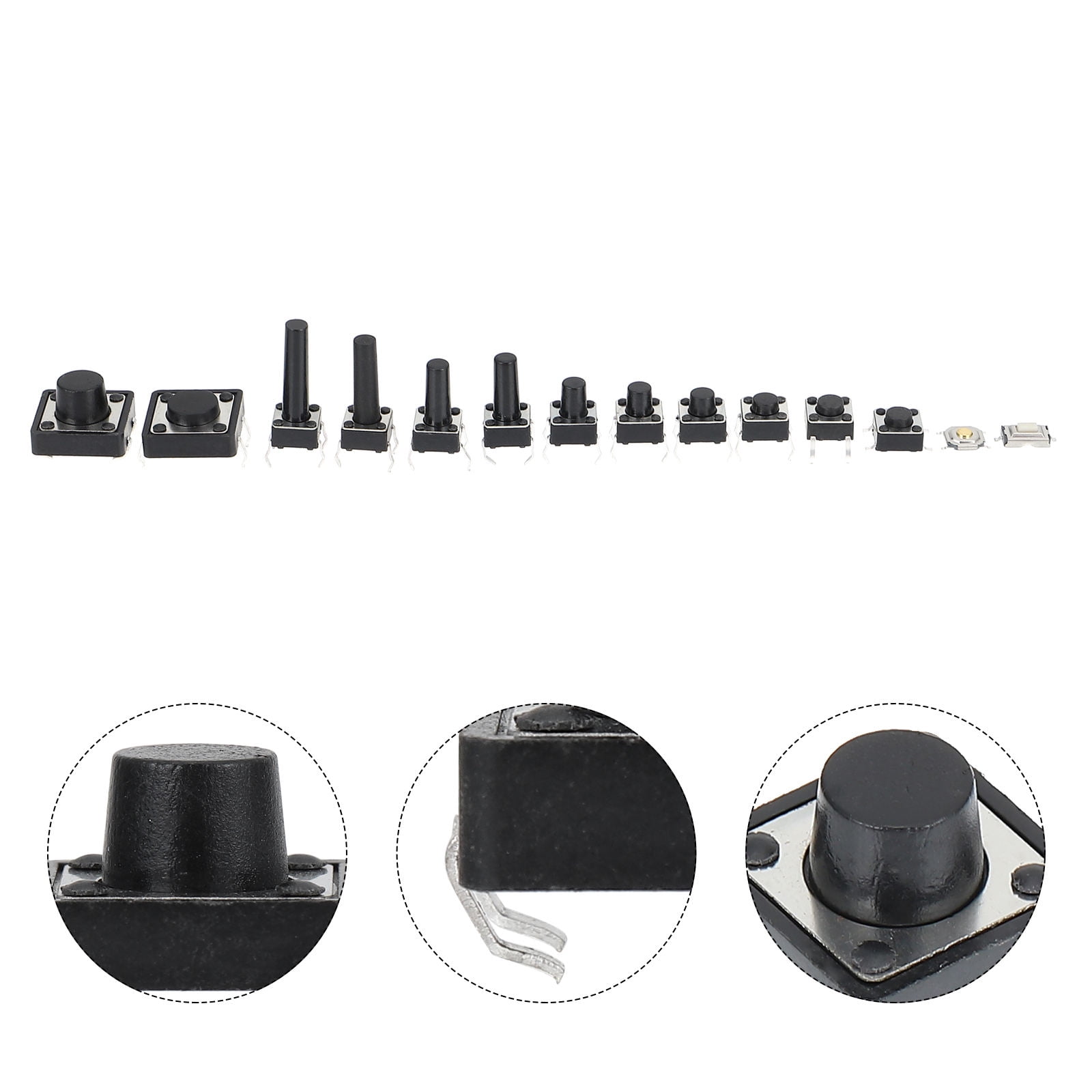 HONITANO 140Pcs Black Plastic Tactile Push Button Switches for ...